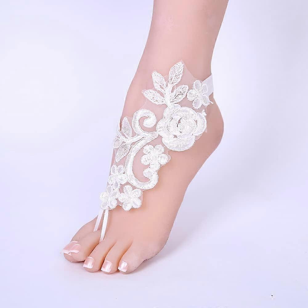 Foot Lace for Beach Wedding Barefoot Sandals White Lace Anklet for ...