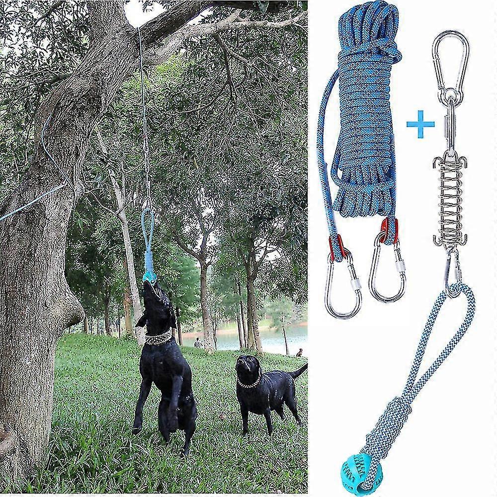 Dog Spring Pole Toys Set Outdoor Hanging Exercise Cotton Rope Dog ...