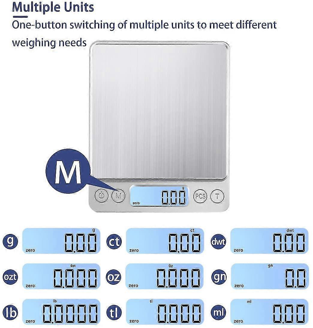 Upgraded Large Range Small Kitchen Scale 500g/0.01g, Usb Charging Mini ...
