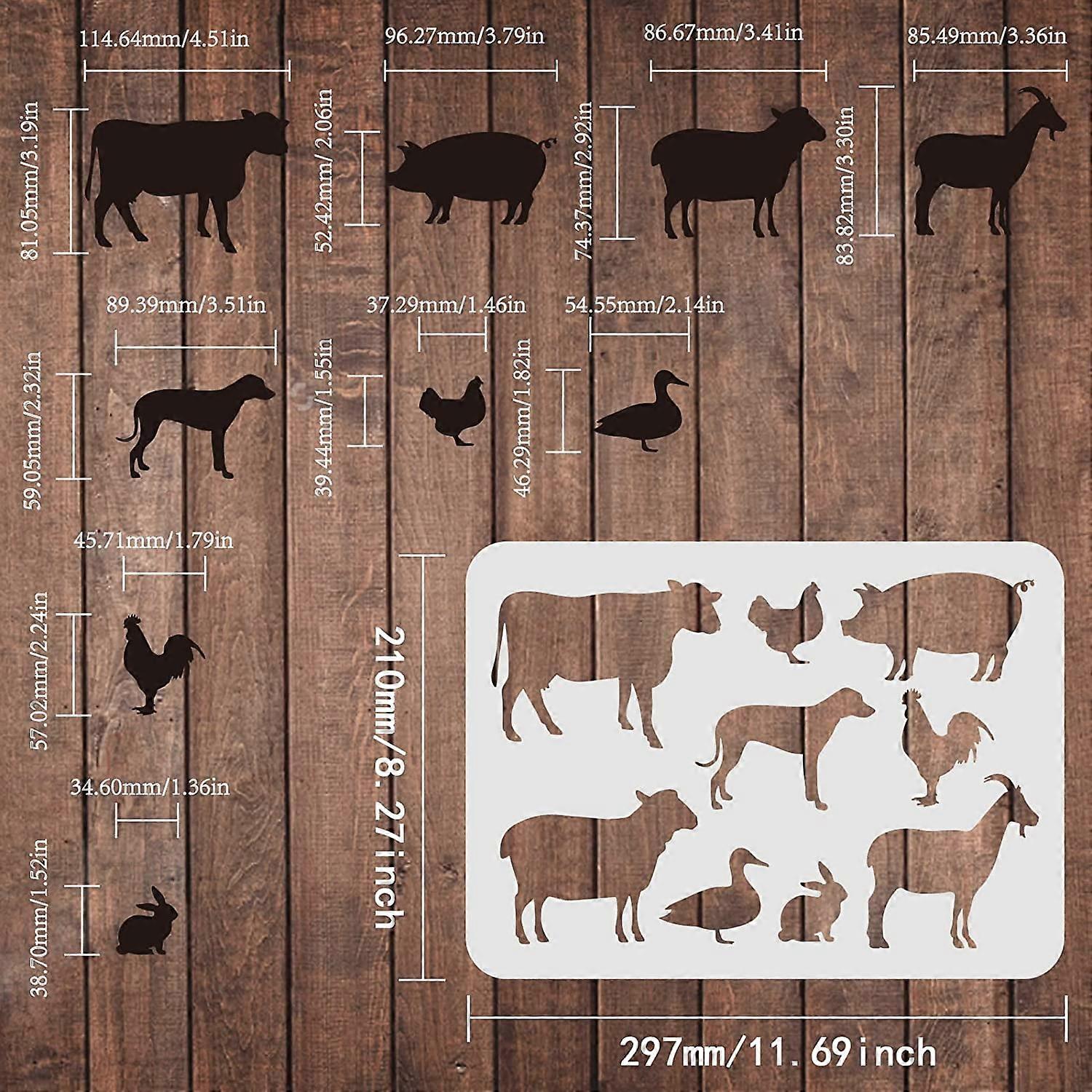 Farm Animals Stencils Template 11.7x8.3 inch Plastic Chicken Dog Duck ...