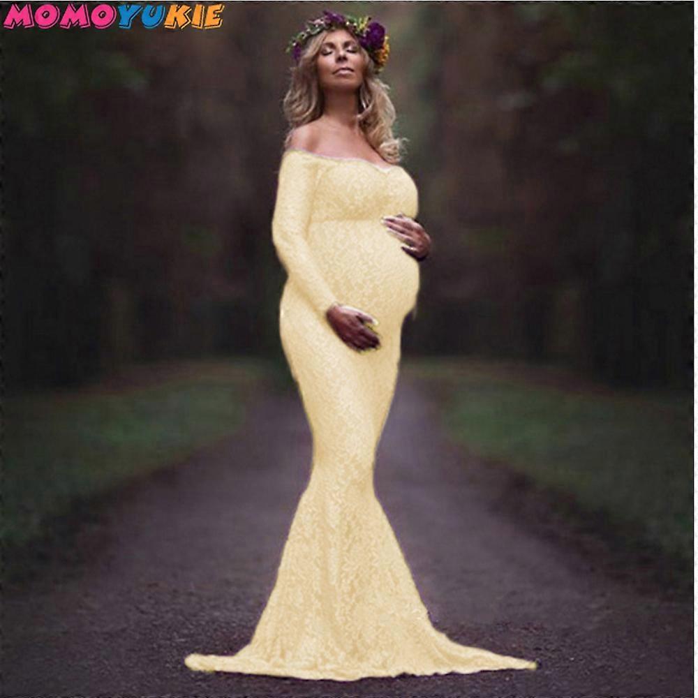JWL-Sexy Shoulderless Maternity Dresses Photoshoot Ruffles Pregnancy ...