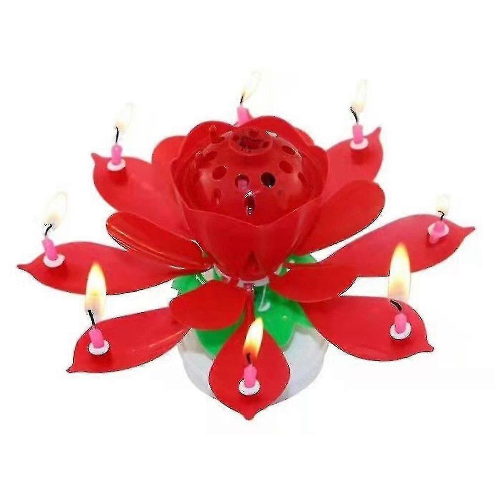 Rotating Music Lotus Cake Candle Birthday Party Magic Flower Blossom ...