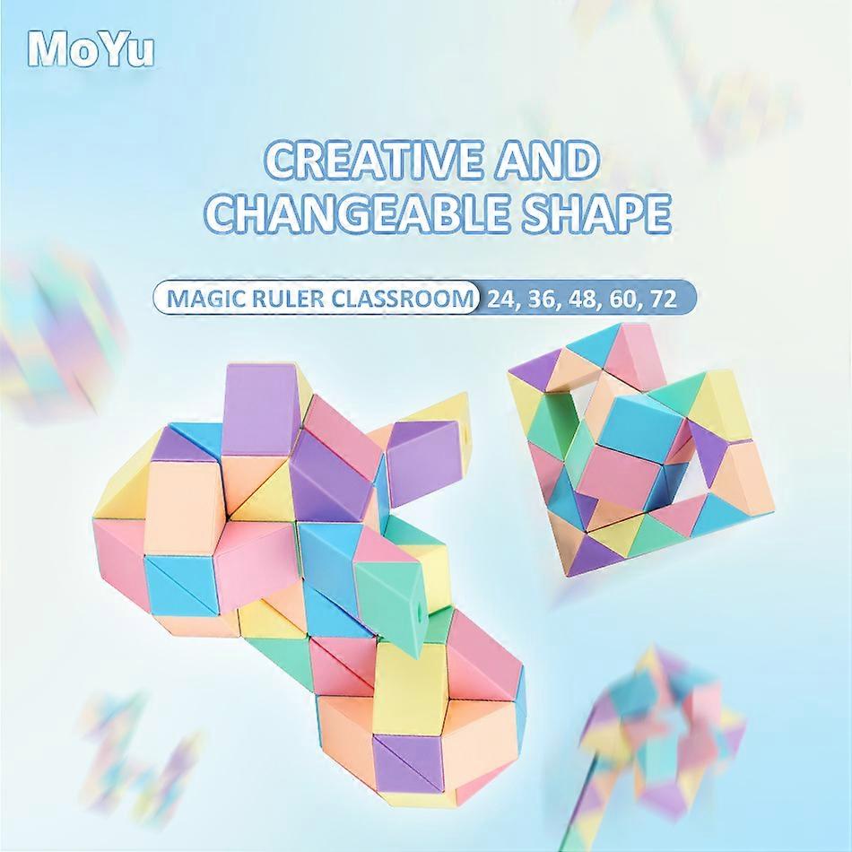 24-72 Segments Magic Rule Snake Rubik Cube Multi-Color 3D Puzzle Fidget Toys Transformable Cubes ...