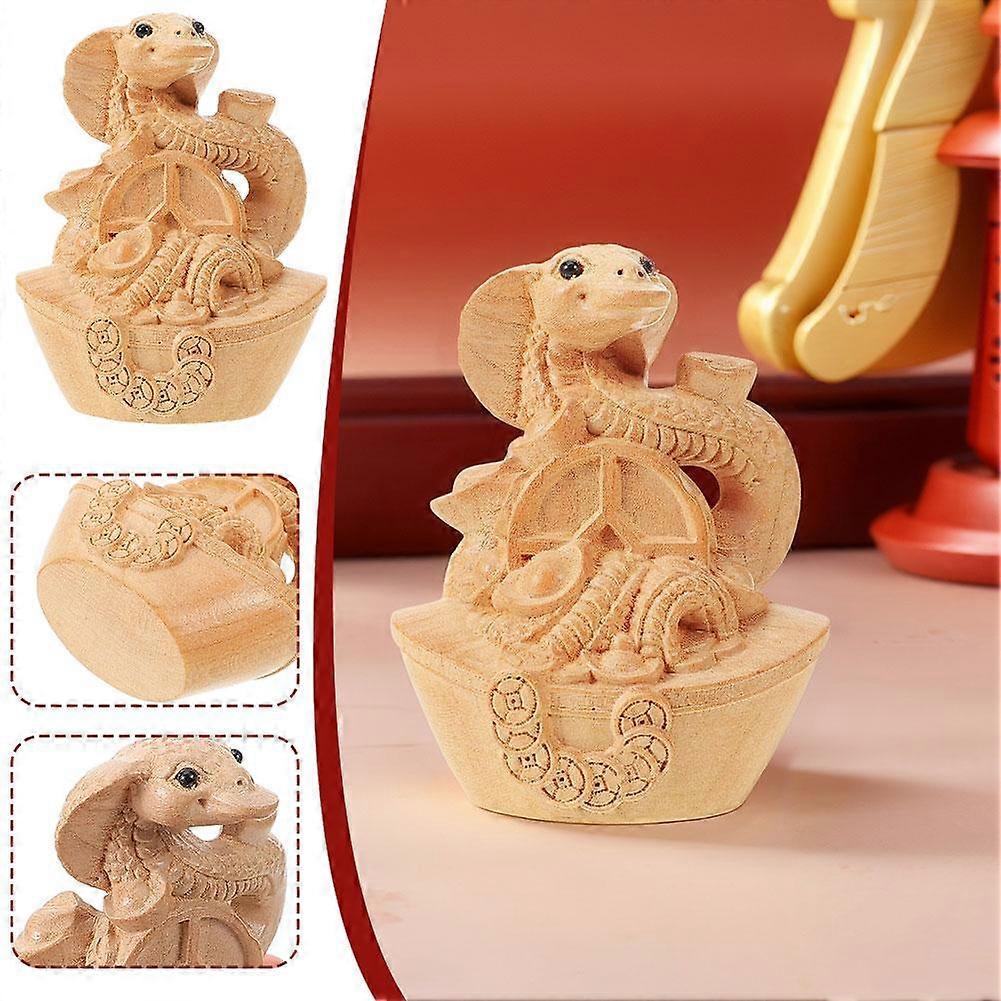Wooden Hand Carved Snake Figurine Snake Statue 2025 Household Ornament ...