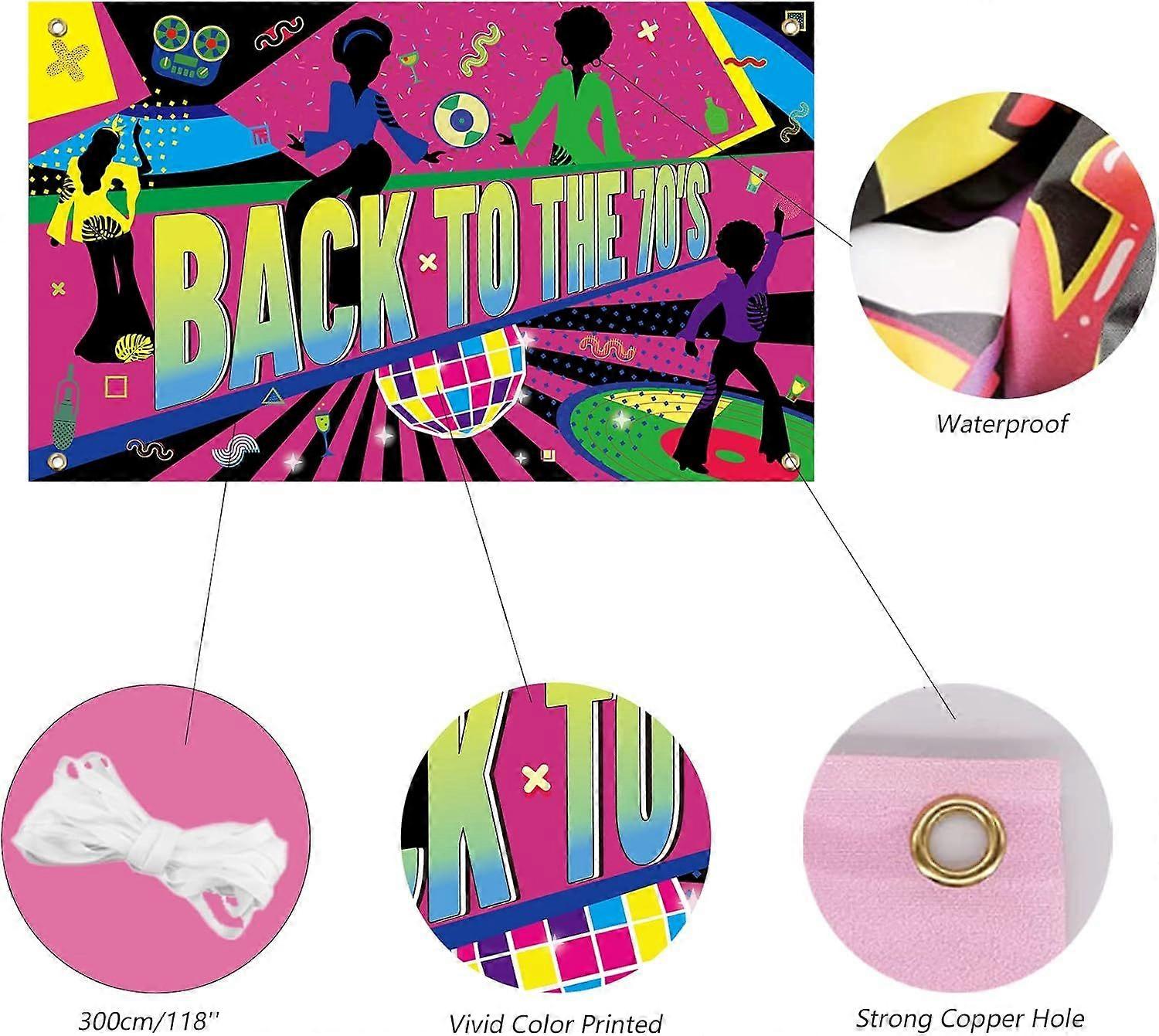 70s Theme Backdrop Back to The 70's Party Banner with Hanging Rope ...