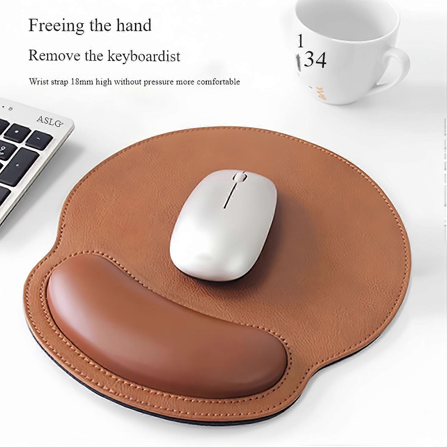 Leather Mouse Pad Ergonomic Desk Pad With Non Slip Base Compatible With ...