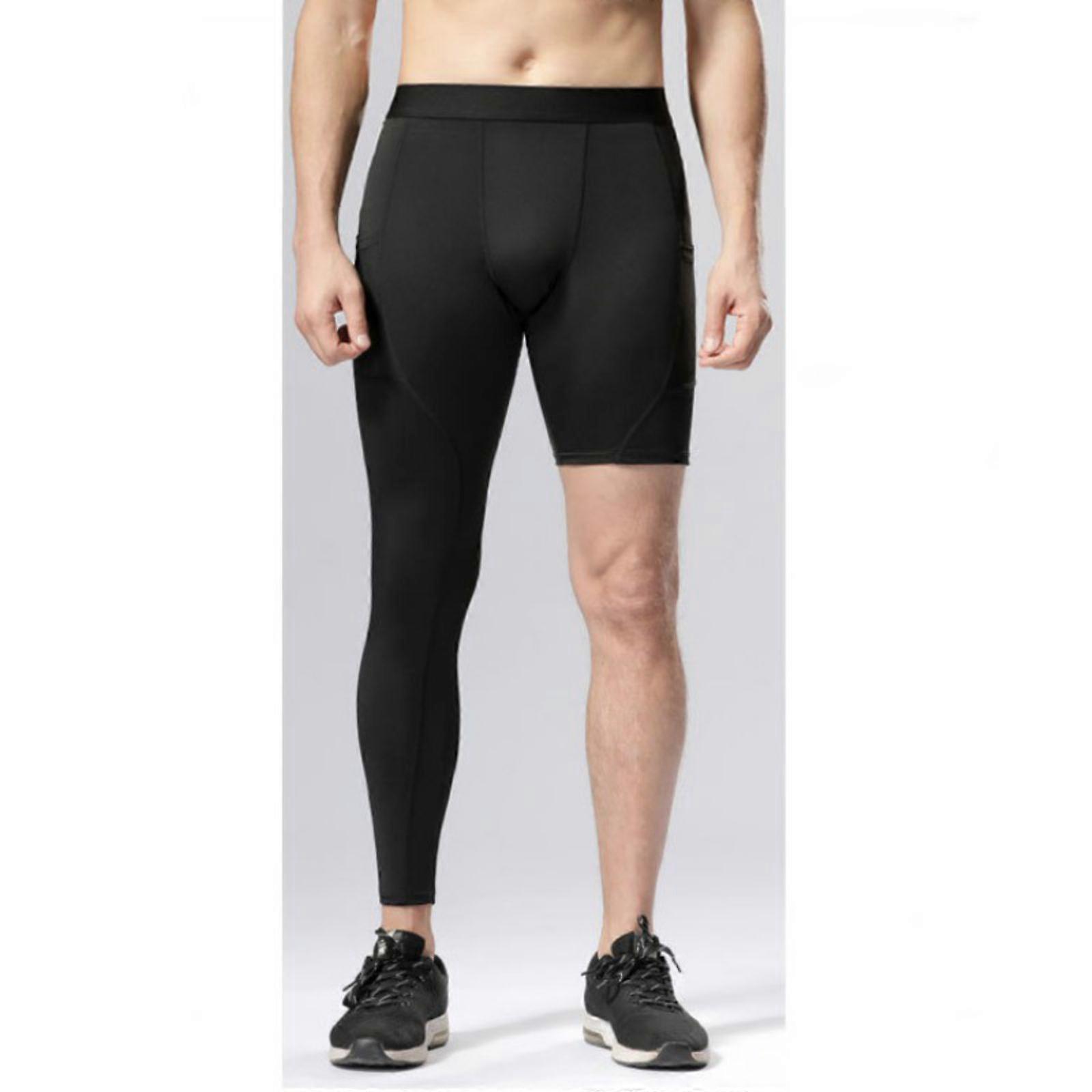 Mens One Leg Compression Pants Quick Dry Basketball Running Tights ...