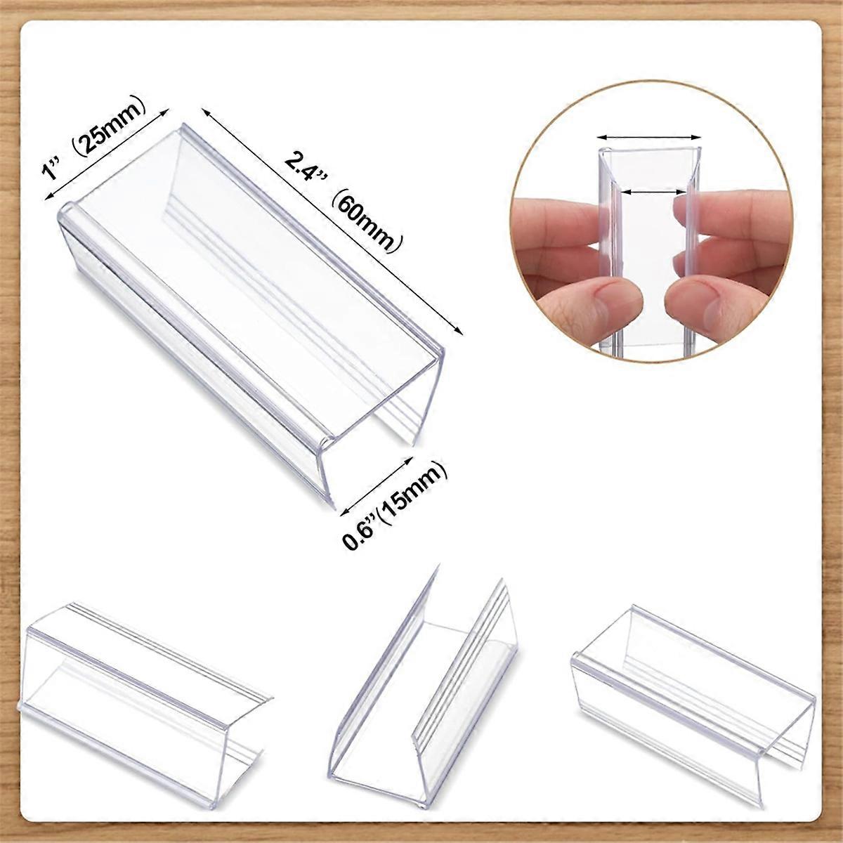 100 Pcs Wood Shelf Label Holders Clear Plastic Price Tag | Fruugo UK