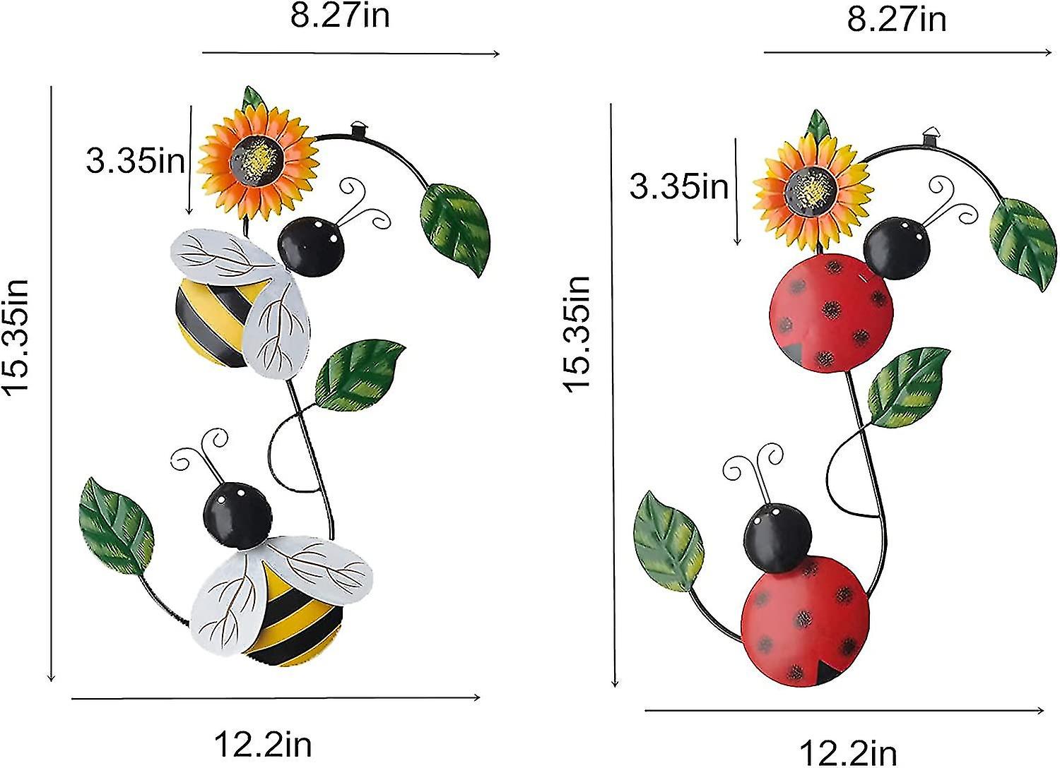 Set Of 2 Metal Bumble Bee And Ladybug Wall Decor Outdoor Wall Art ...