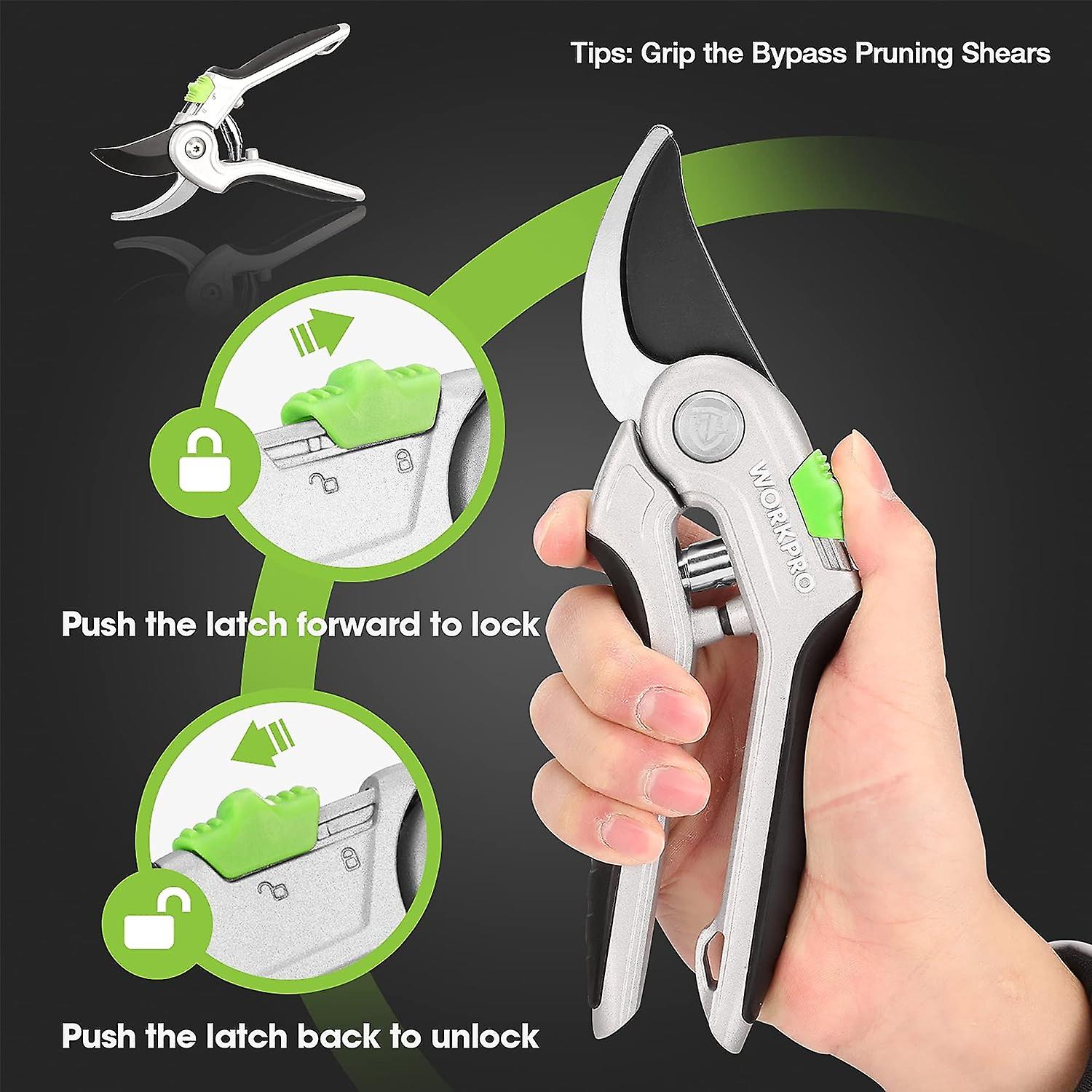 Bypass Pruning Shears, 8" Heavy Duty Hand Pruners With Aluminum Handle ...
