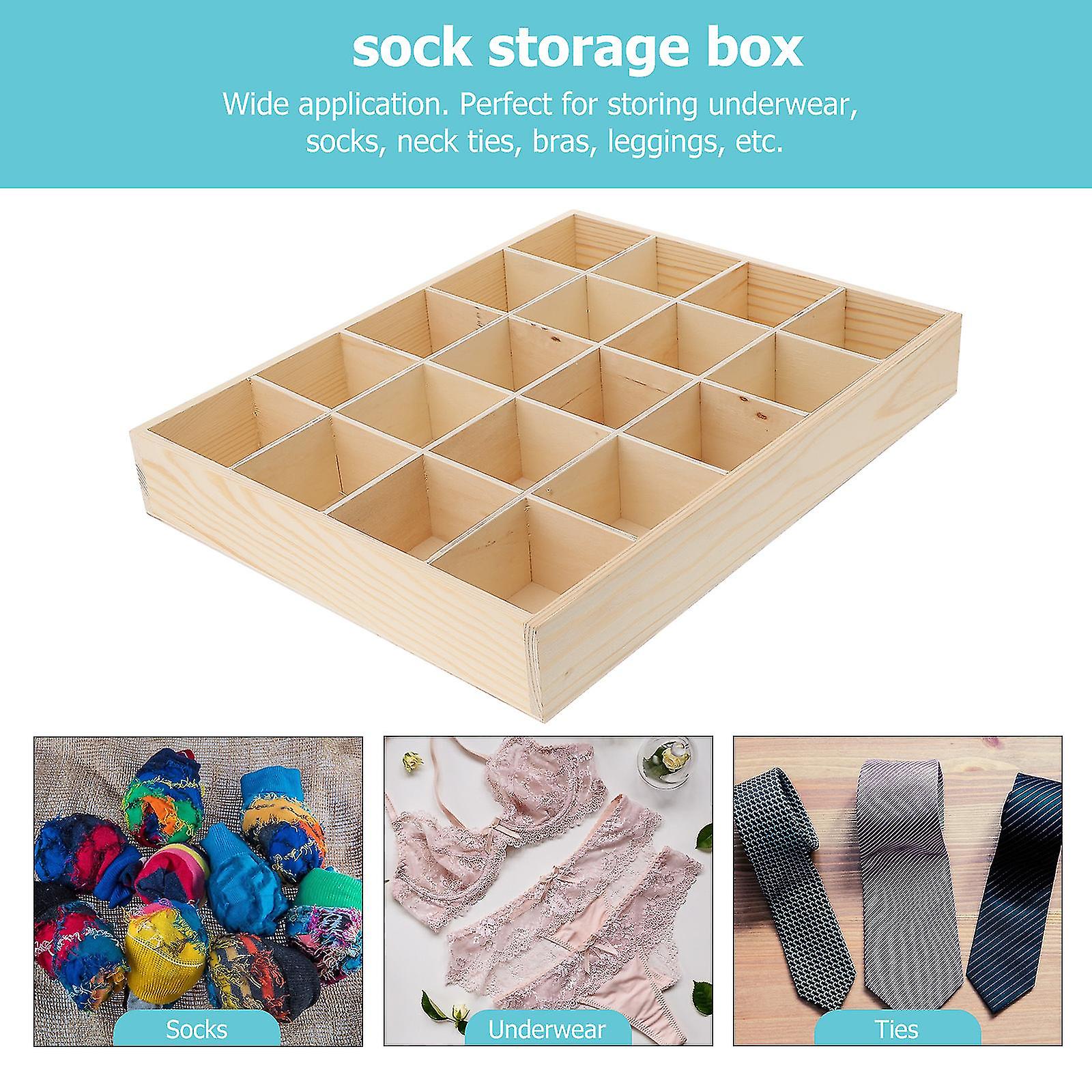 20 Compartments Wood Storage Boxes Tie Organizer Drawer Dividers ...