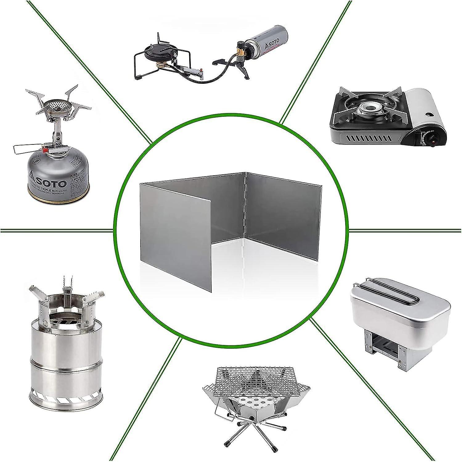 Camping Stove Windshield Foldable 3 Plates Outdoor Cooker Wind Screen ...