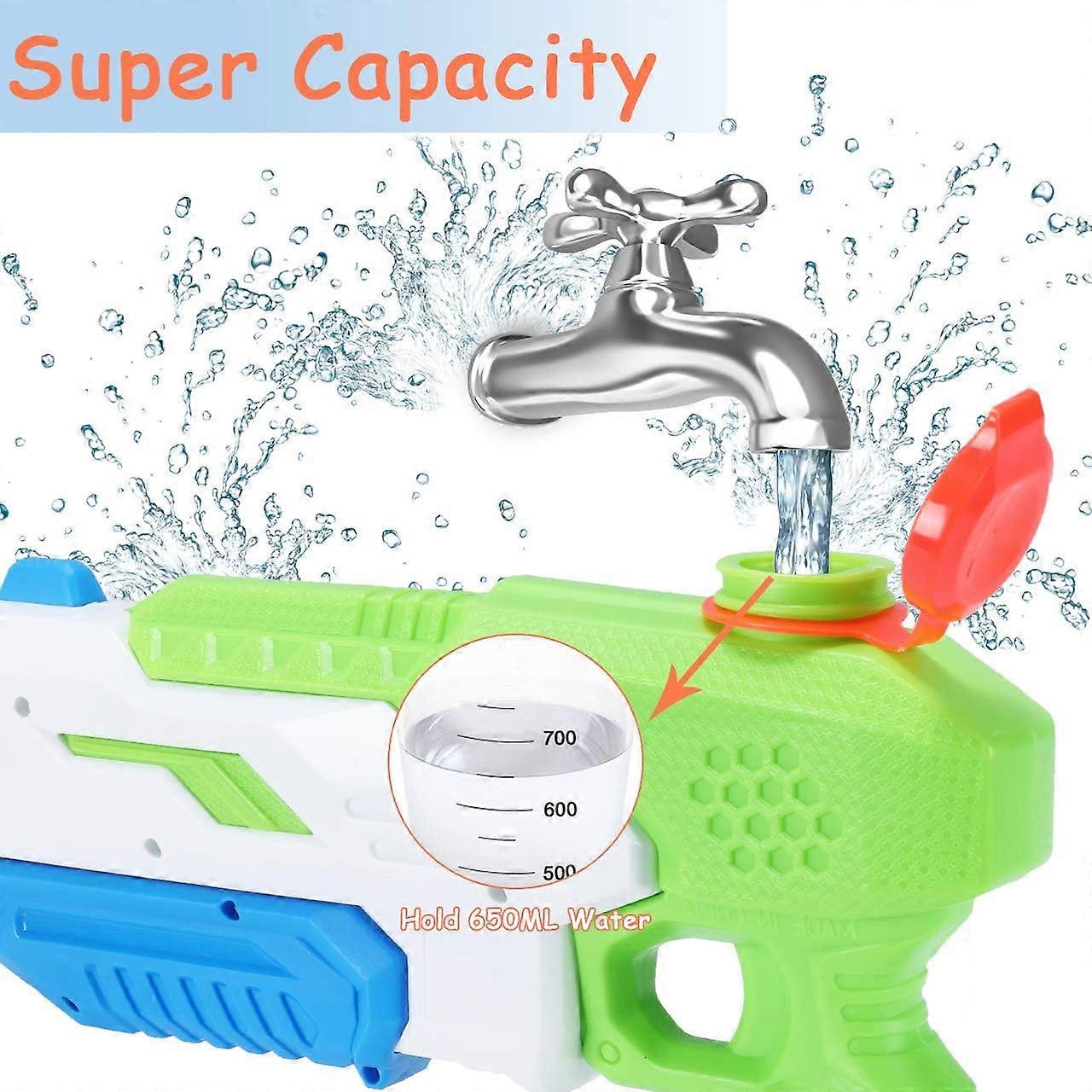2 Pack Water Pistols, 650ML Summer Water Pool Toy with 11M Long ...