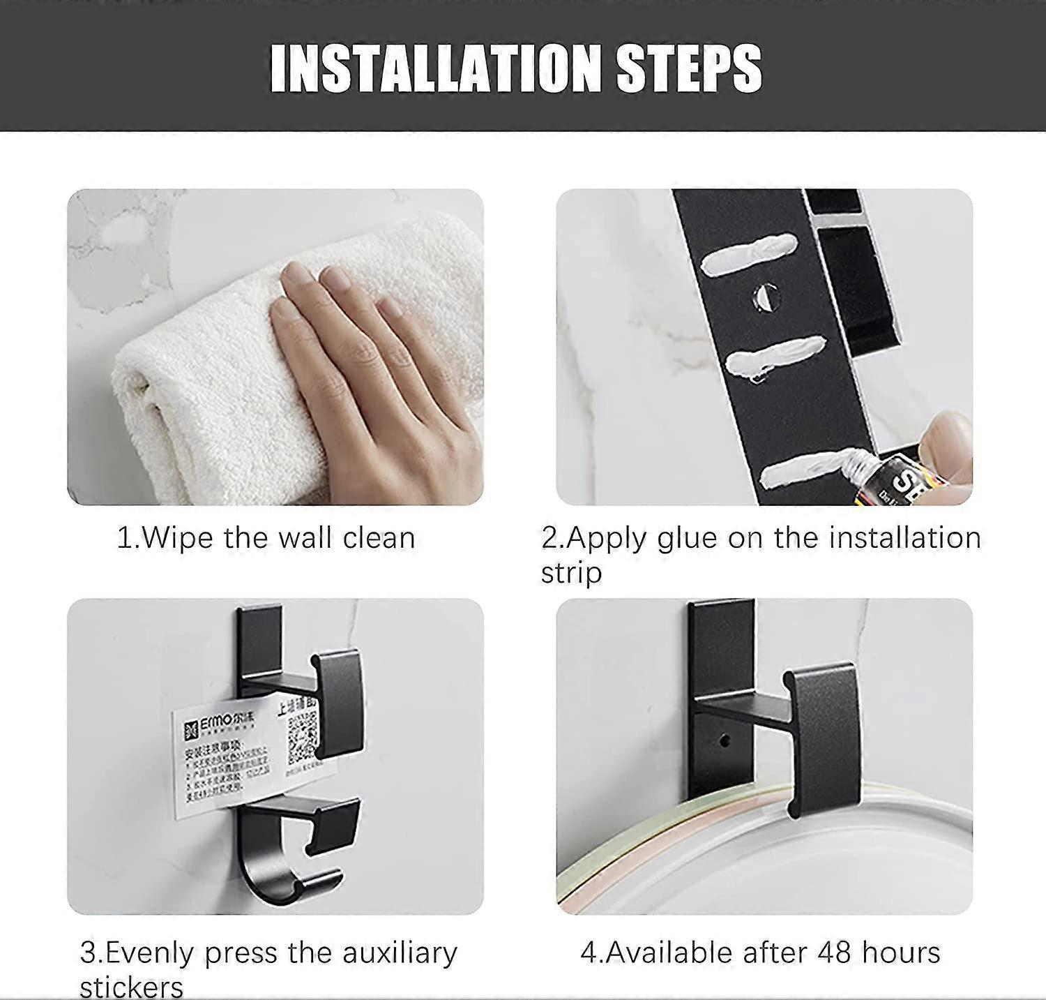 Sticky Wall Hook, Self Adhesive Bathroom Sink Rack, 2Pcs Space Aluminum ...