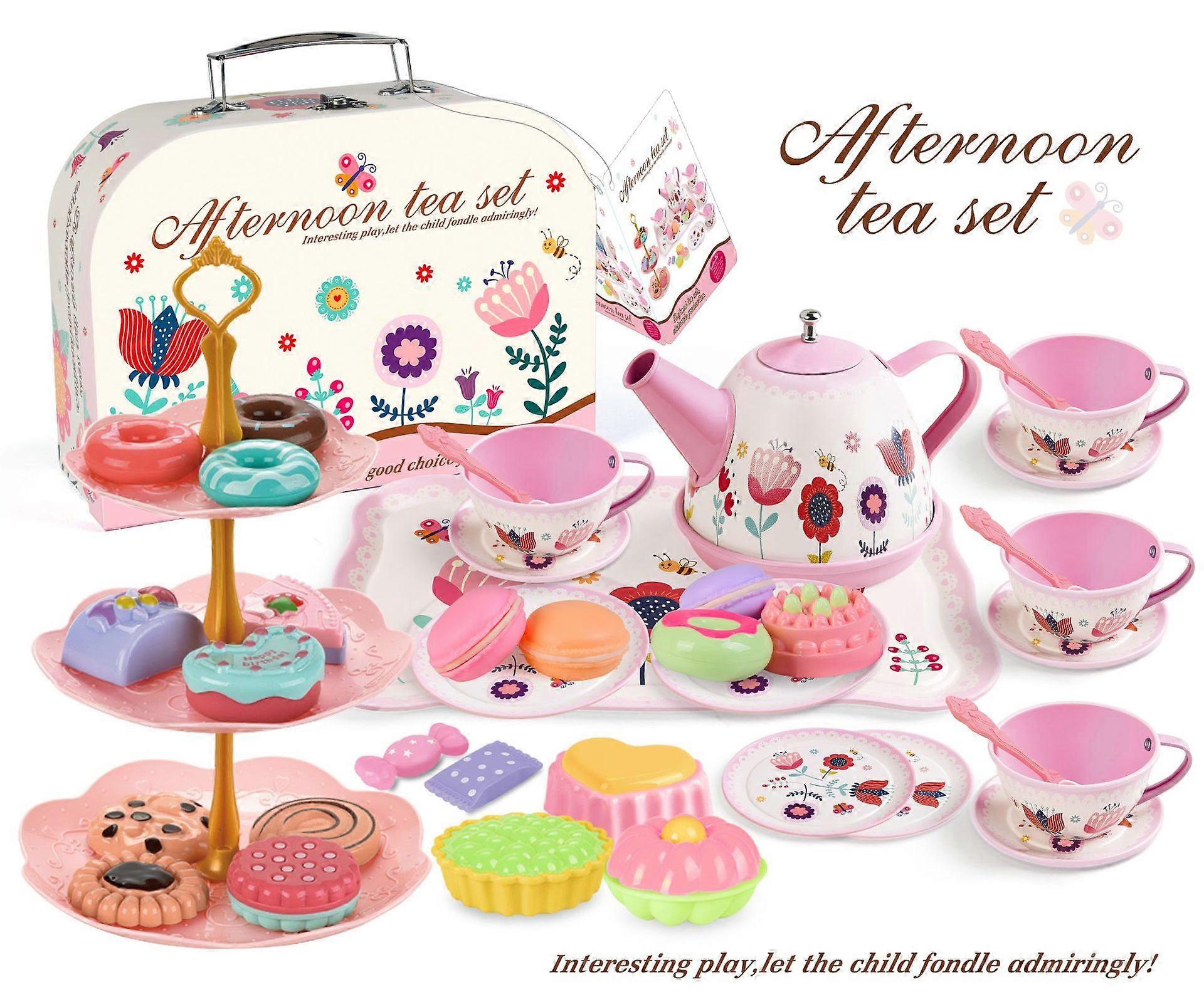 Little girls tea party set, princess afternoon tea toys including tea ...