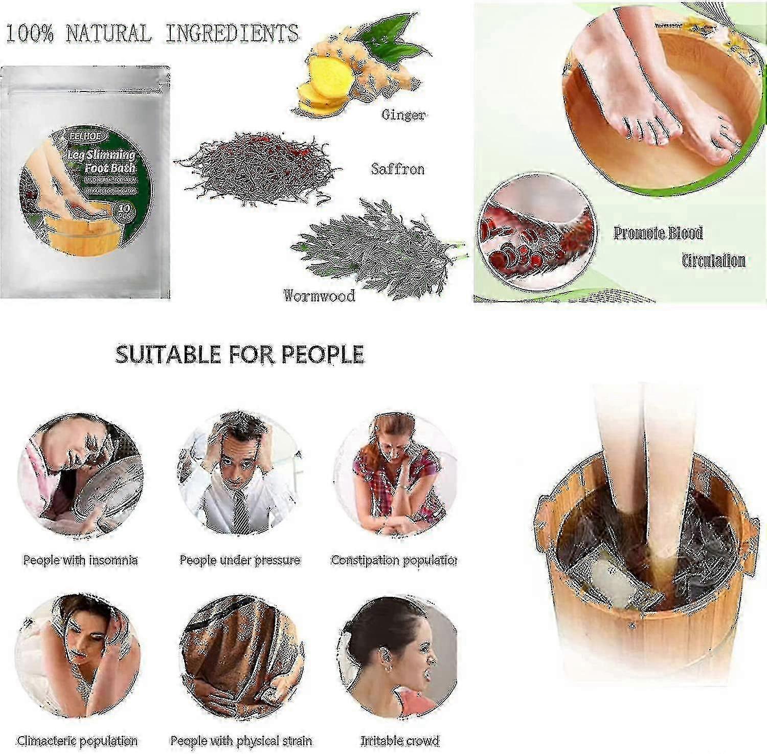 10-50pcs Lymphatic Drainage Ginger Foot Soak, Leg Slimming Foot Bath ...