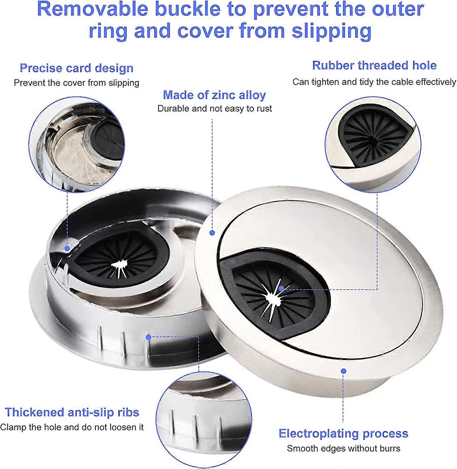 4X 60mm Desk Cable Hole, Desk Table Grommet Cable Tidies Desk Table ...