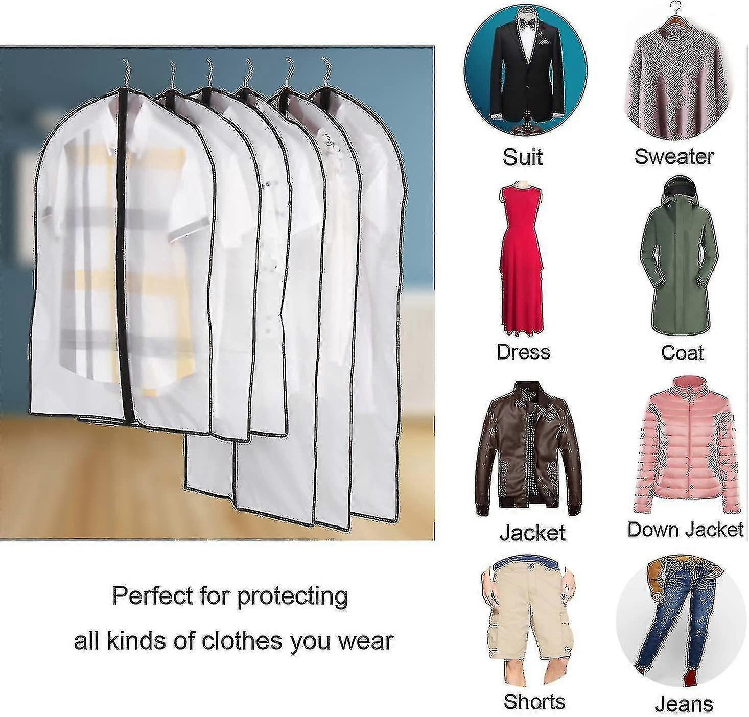 Garment Bags, [6 Pieces] Transparent Garment Cover, With Zipper | Fruugo UK