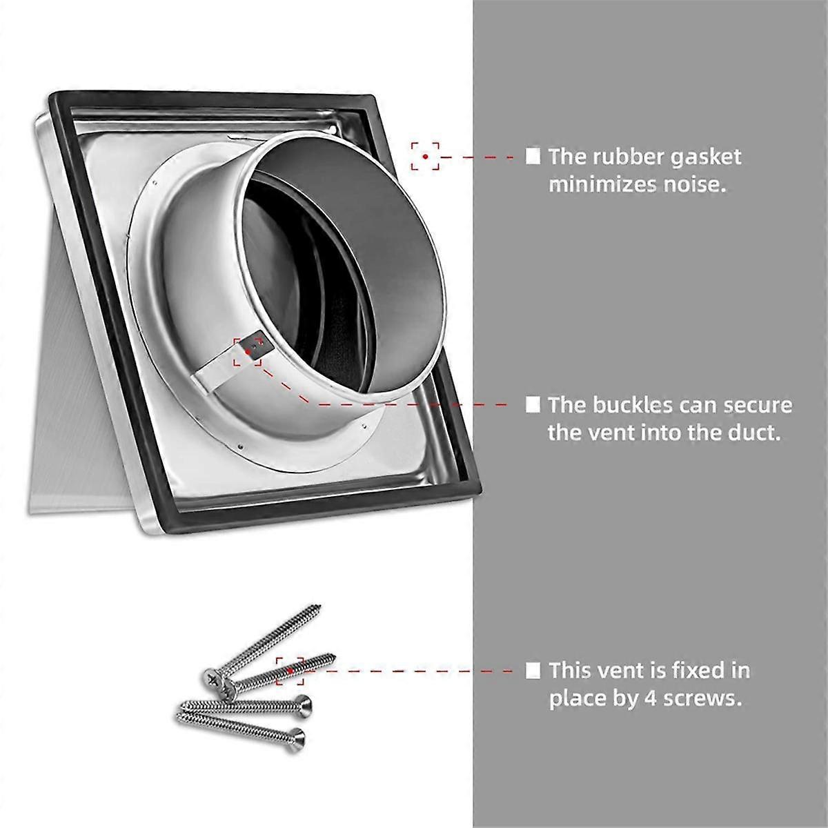 4-Inch External Extractor Wall Vent Outdoor Cushioned Non Return Flap ...