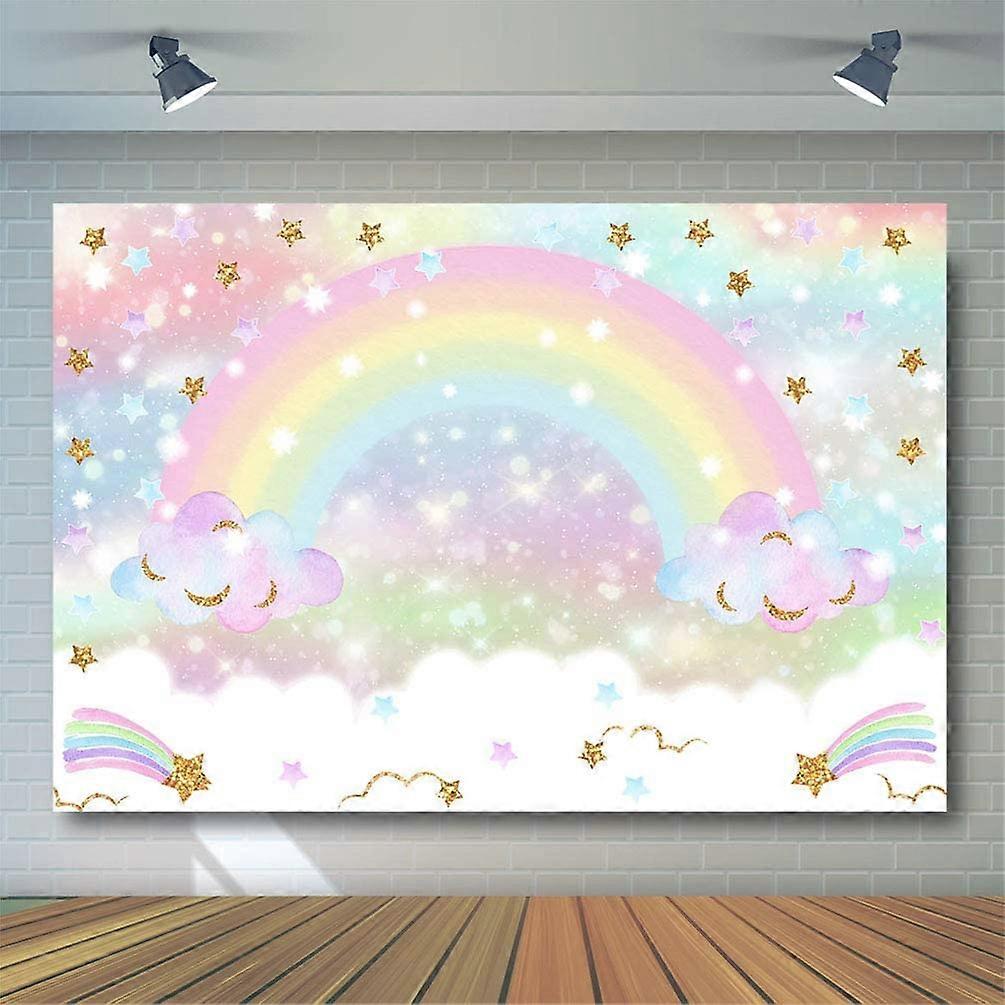 Rainbow Backdrop for Girls Birthday Party 7x5ft Glitter Star Rainbow ...