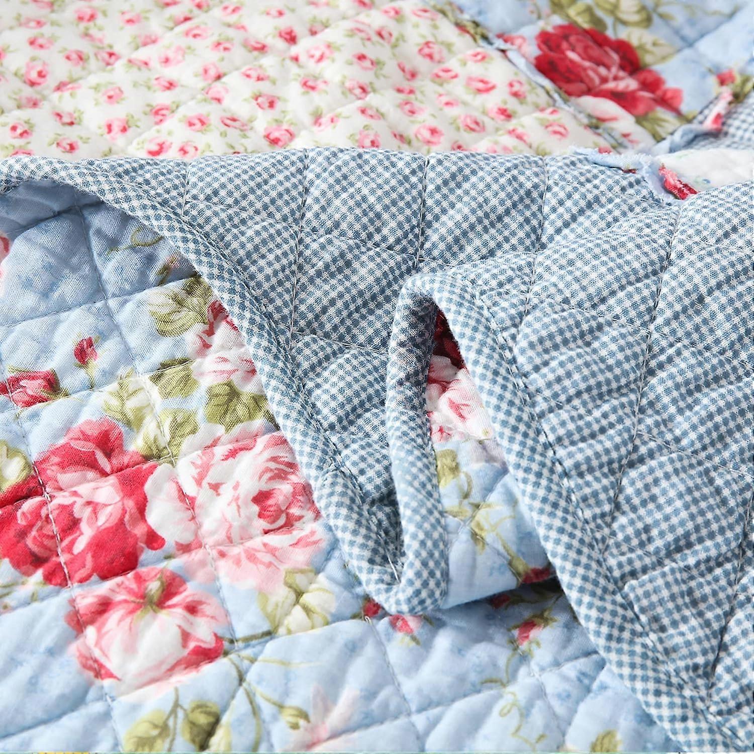 Blue bedspread 150x200cm, soft and comfortable 100% cotton single ...