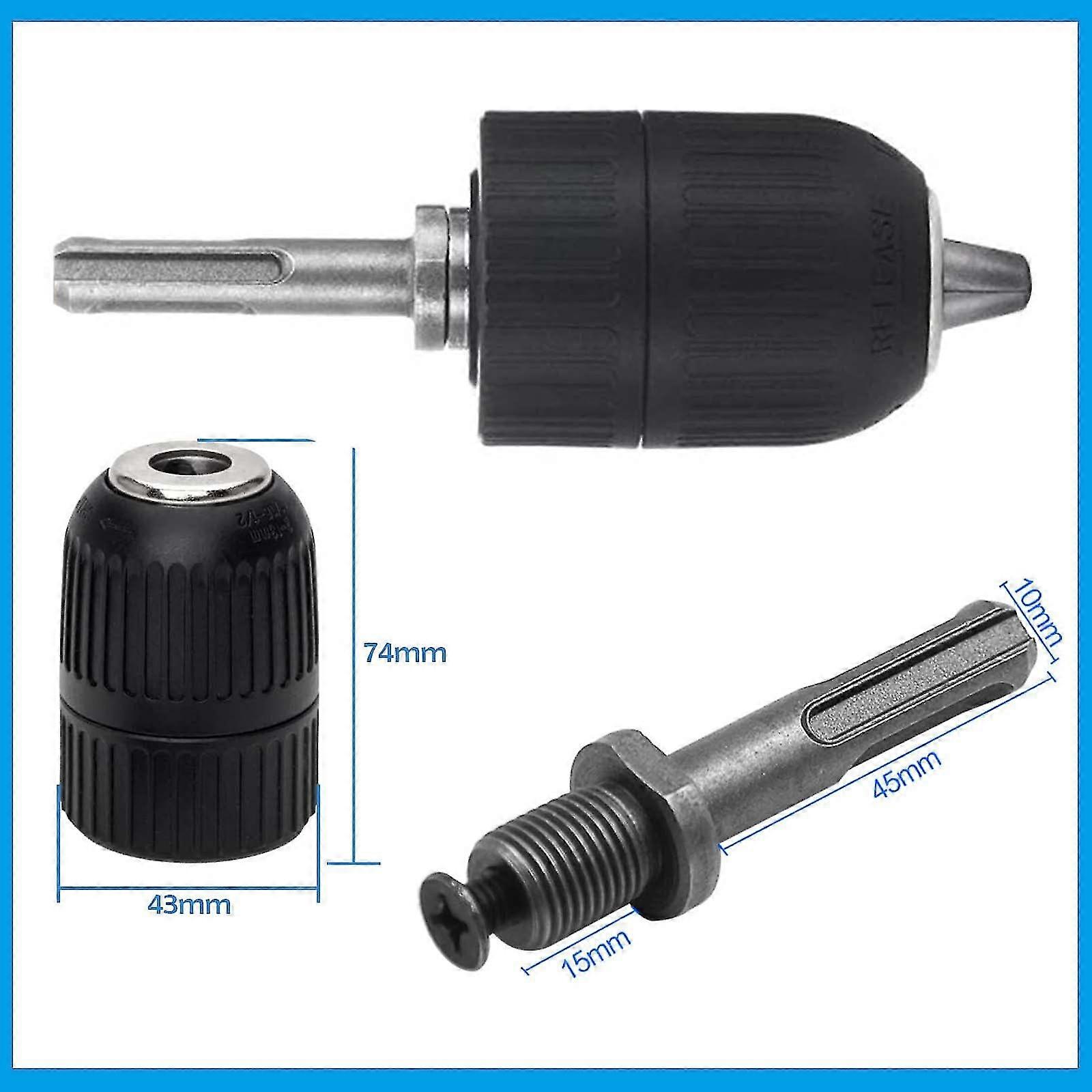2-13mm Keyless Drill Chuck with 1/2' SDS Adapter Heavy Duty and ...