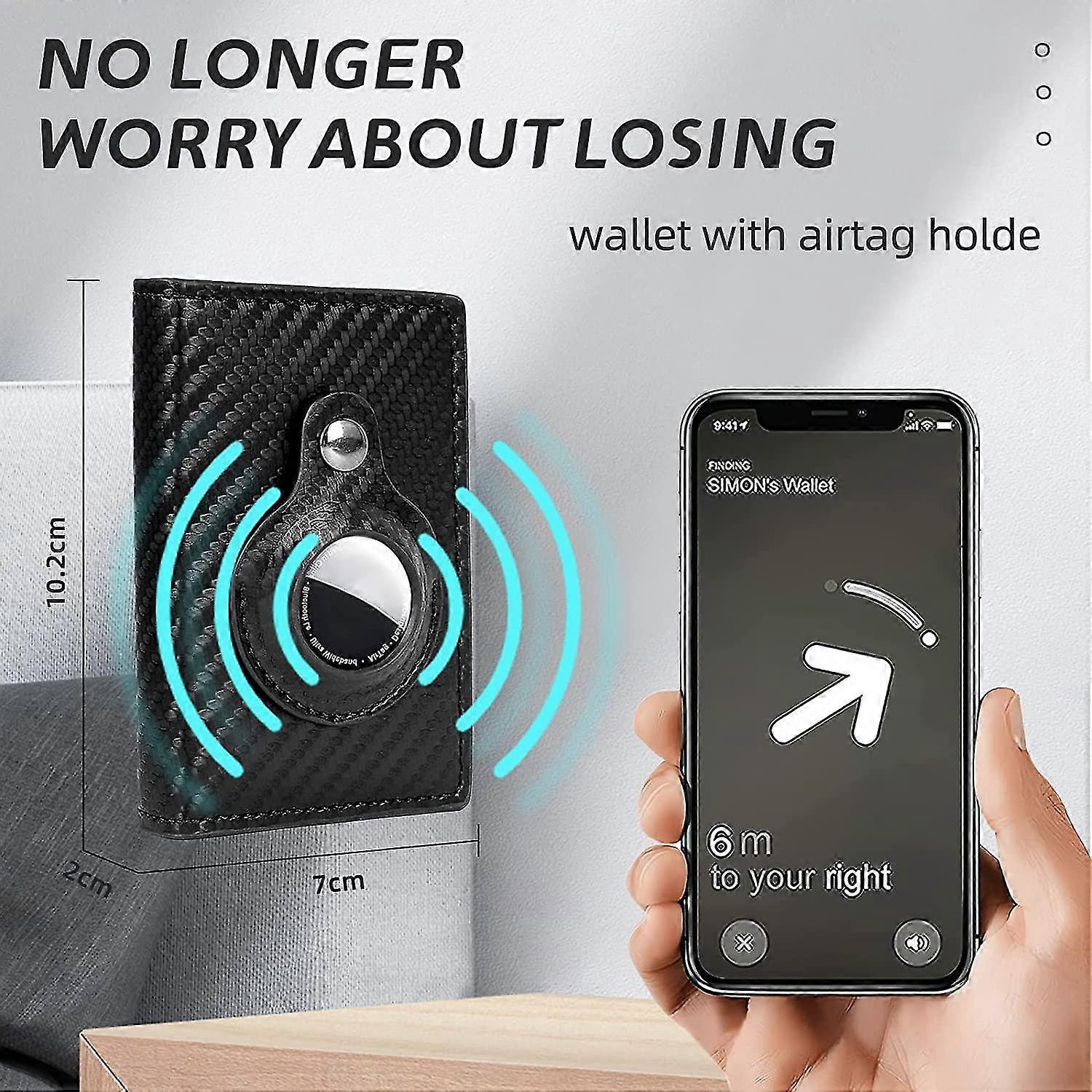 Airtag Wallet Genuine Leather Air Tag Wallet Rfid Technology Credit ...