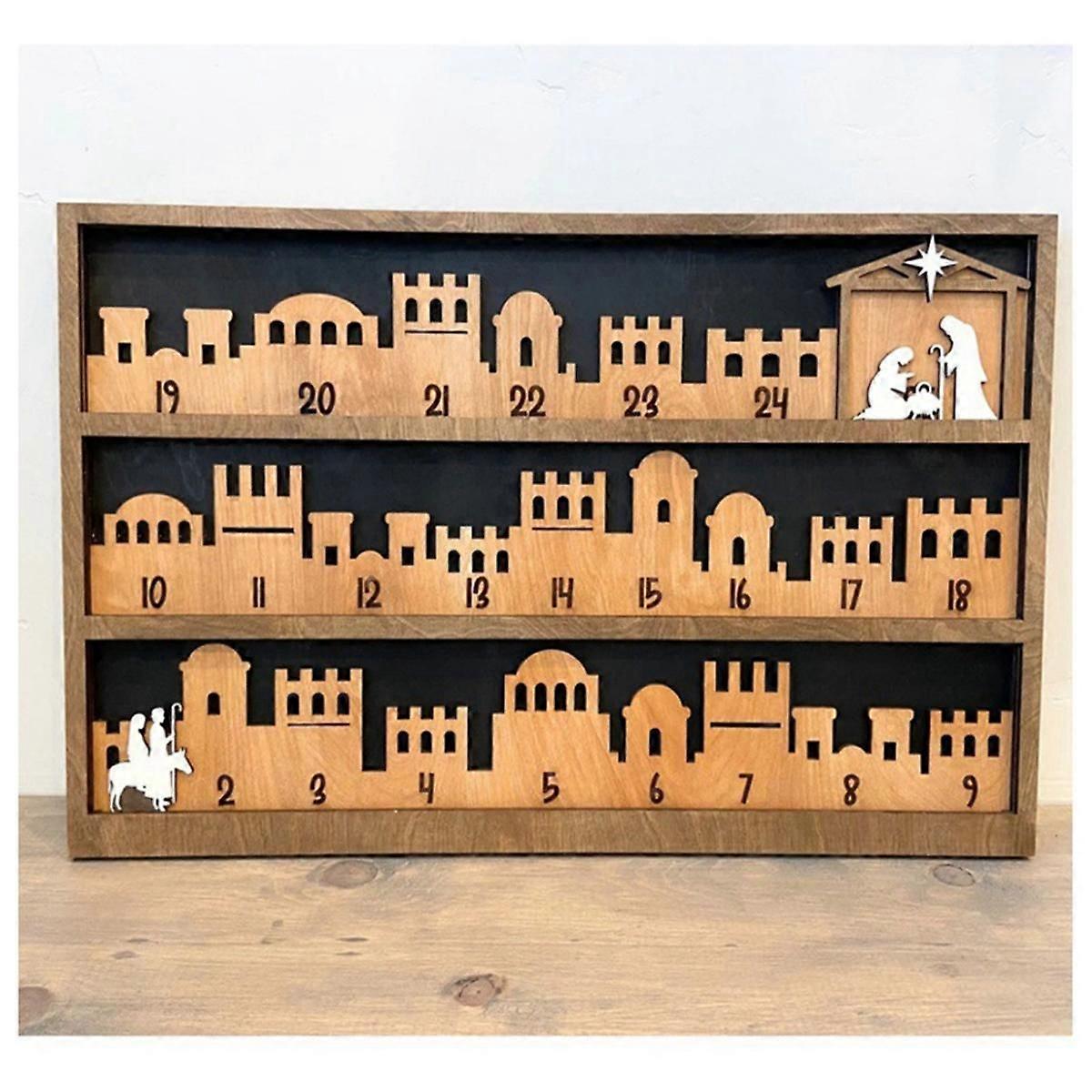Advent Calendar for the Birth of Jesus, Countdown to Jesus, Wooden ...