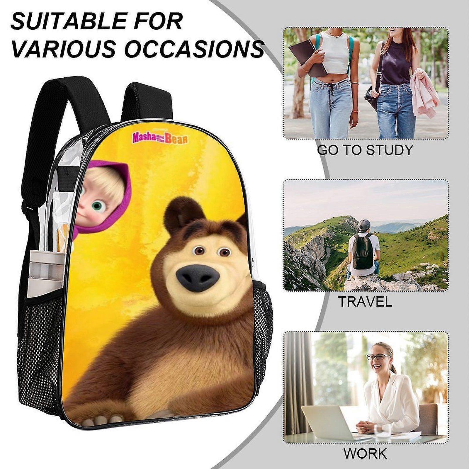 l771 Masha and the bear Clear PVC Backpack Transparent Swim Bag ...
