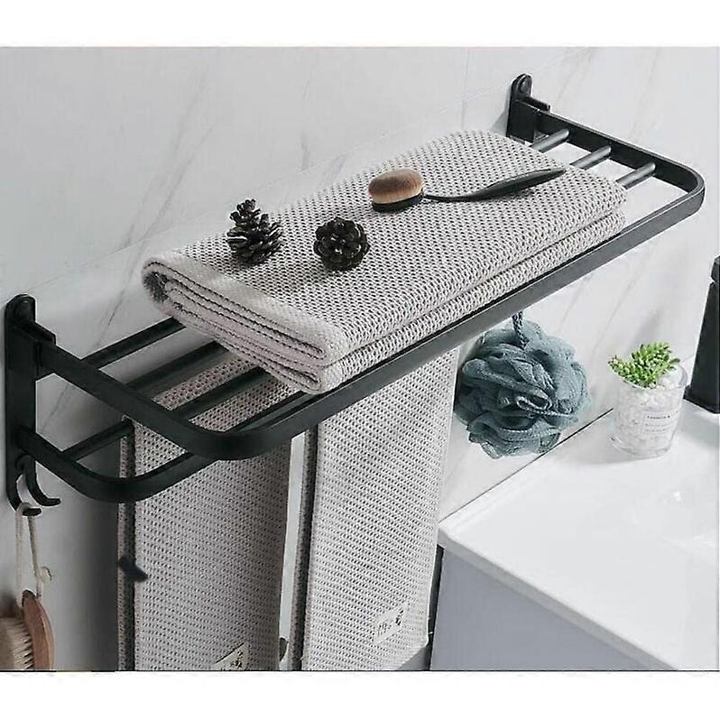 Bathroom Towel Rack, Foldable Mounted Storage Shelf, Space Aluminum ...