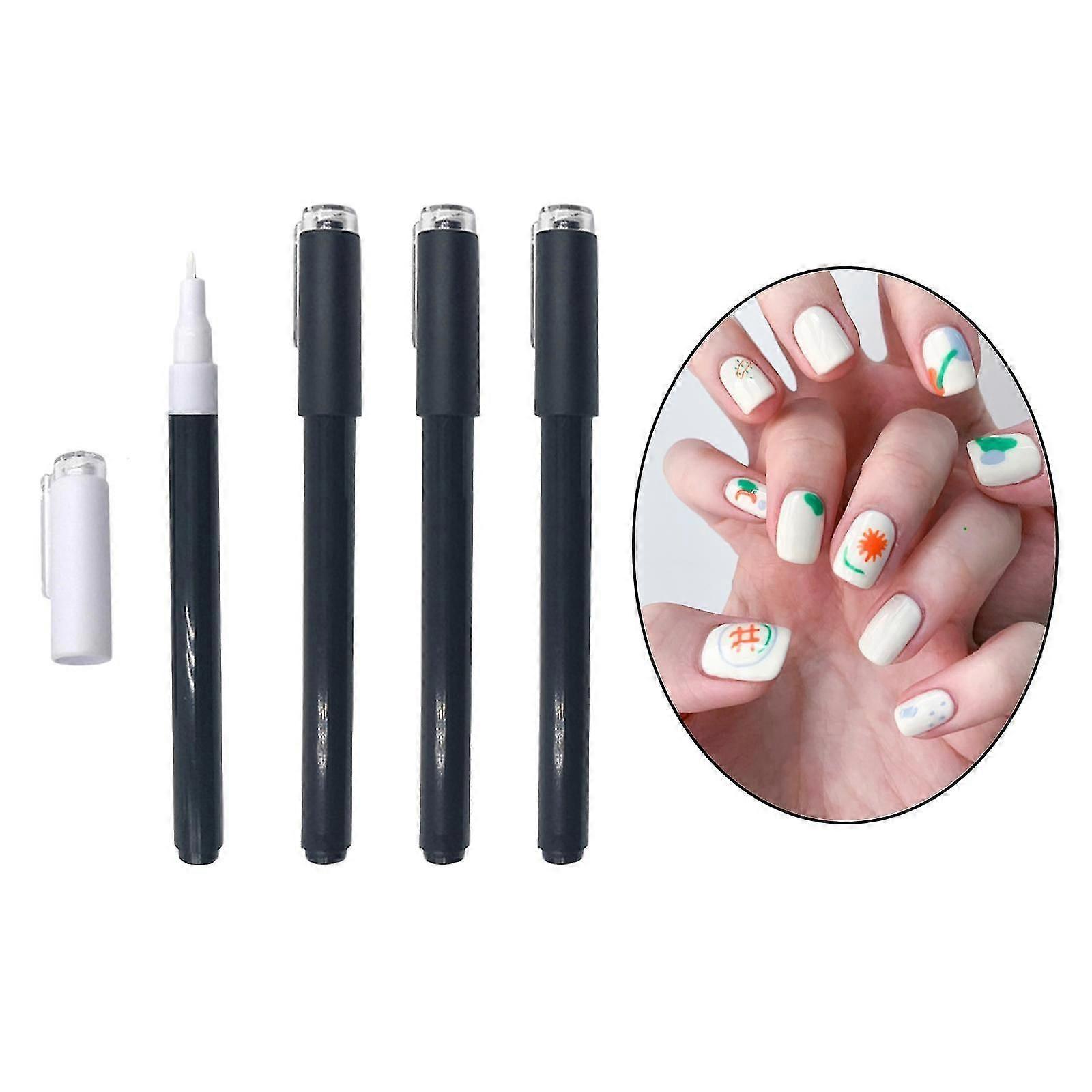 4x Nail Art Graffiti Pen Dot Painting Fast Dry Long Lasting Manicure ...