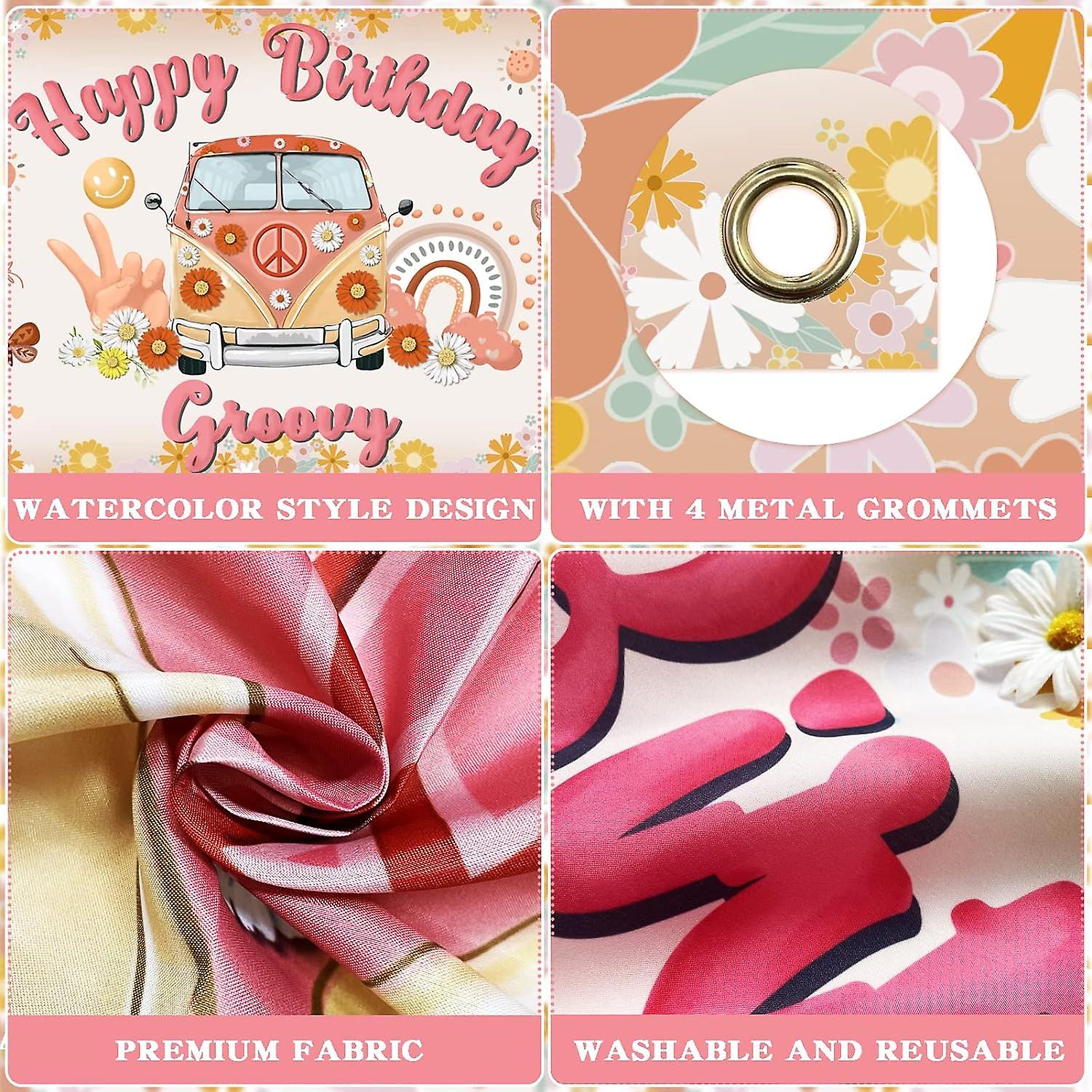 Groovy Party Decorations, Retro Hippie Boho Birthday Party Banner ...