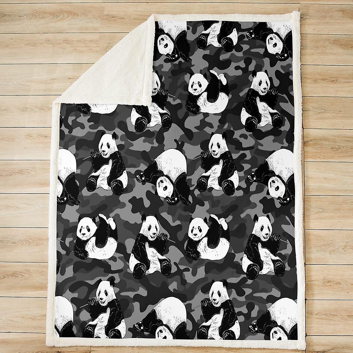 Barn Panda Sherpa Filt Söt Panda Kamouflage Fleece Kasta Filt för barn ...
