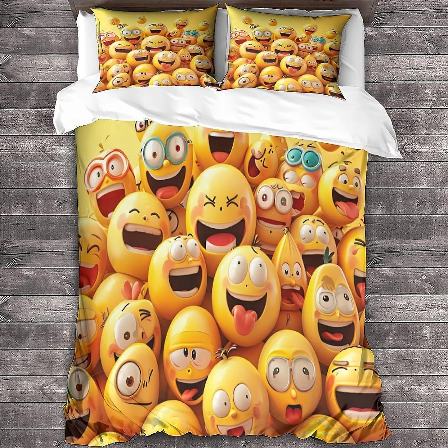 DSJackson Smile Shape Doodle 3-piece Duvet Cover 3D Printed Cartoon ...
