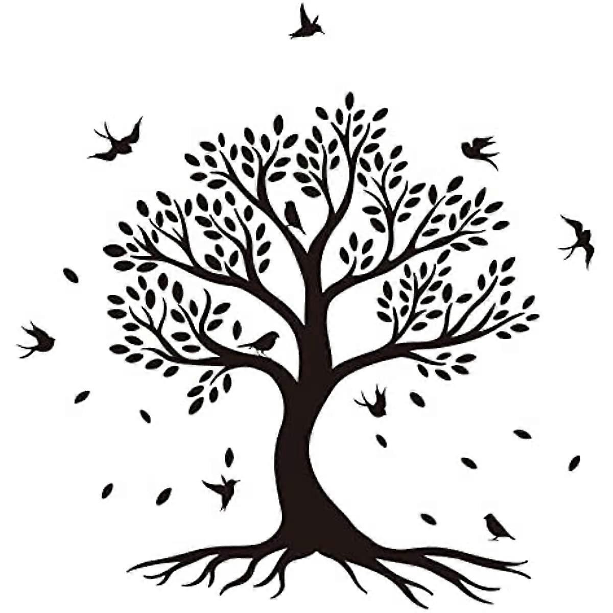 Tree of Life Wall Decal Family Tree Wall Stickers Birds Branches on a ...