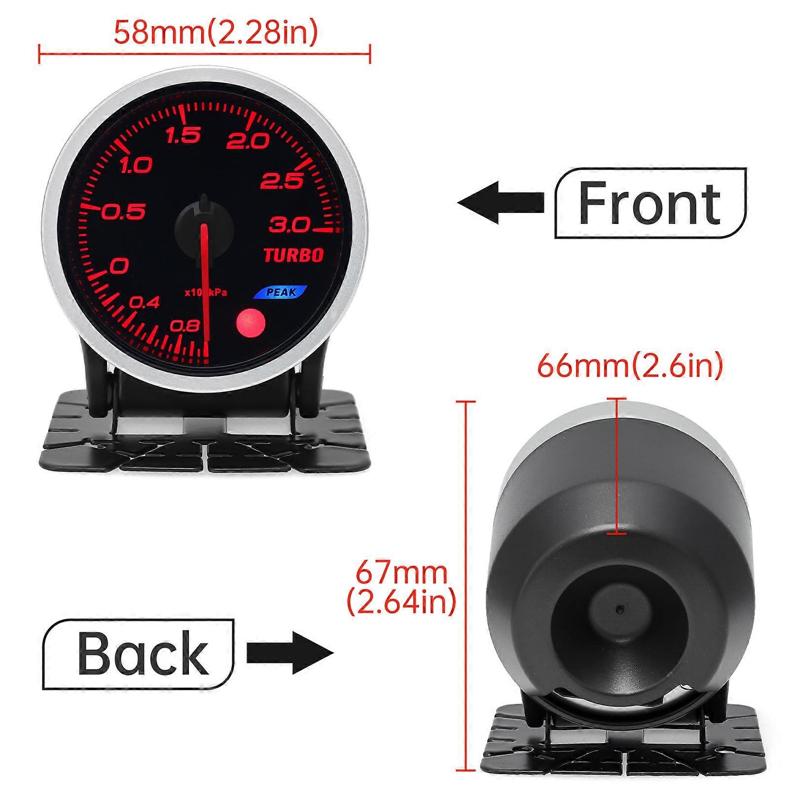 H 8 Colors Backight 52mm Boost Gauge BAR PSI Tacometro Turbo Pressure ...