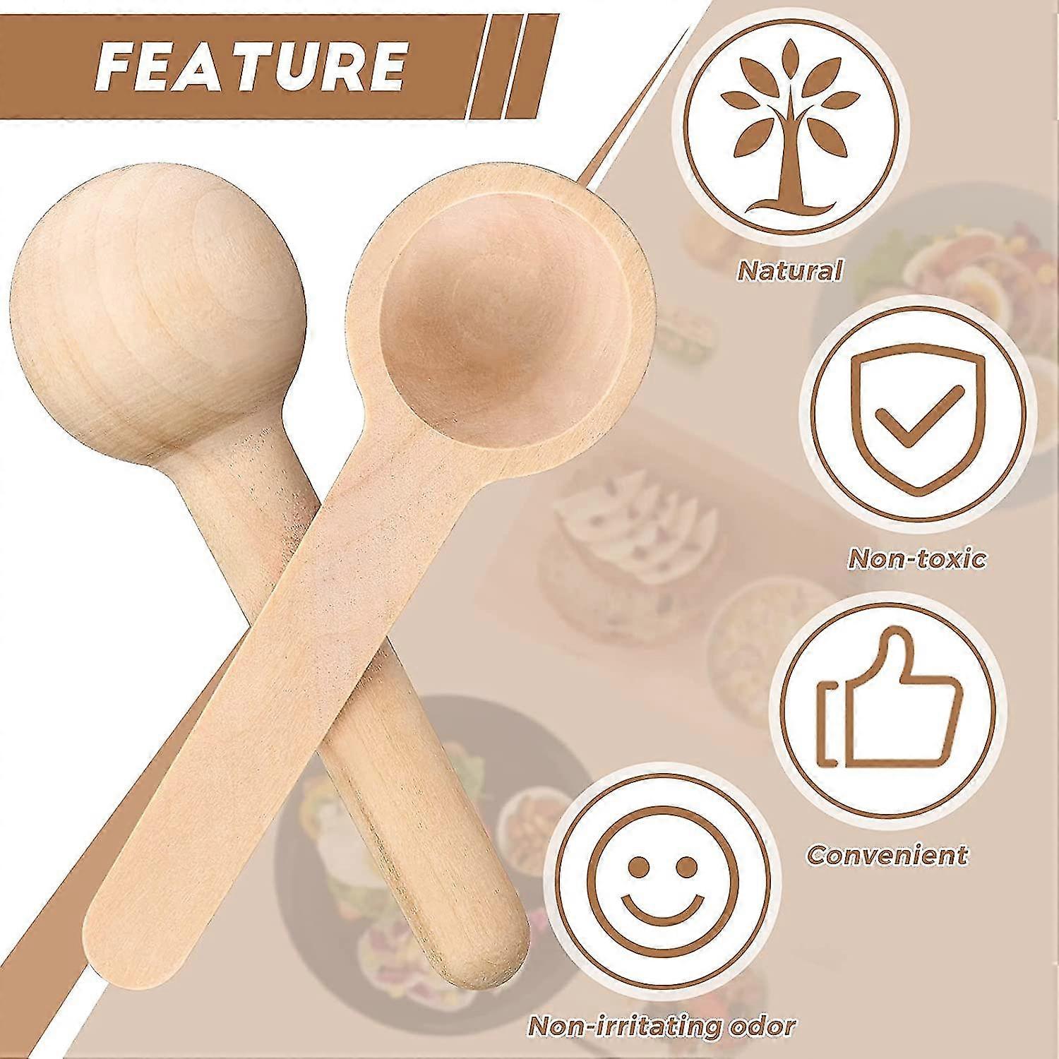 100 Pieces Mini Wooden Spoons Small Wooden Spoons Condiments Salt ...