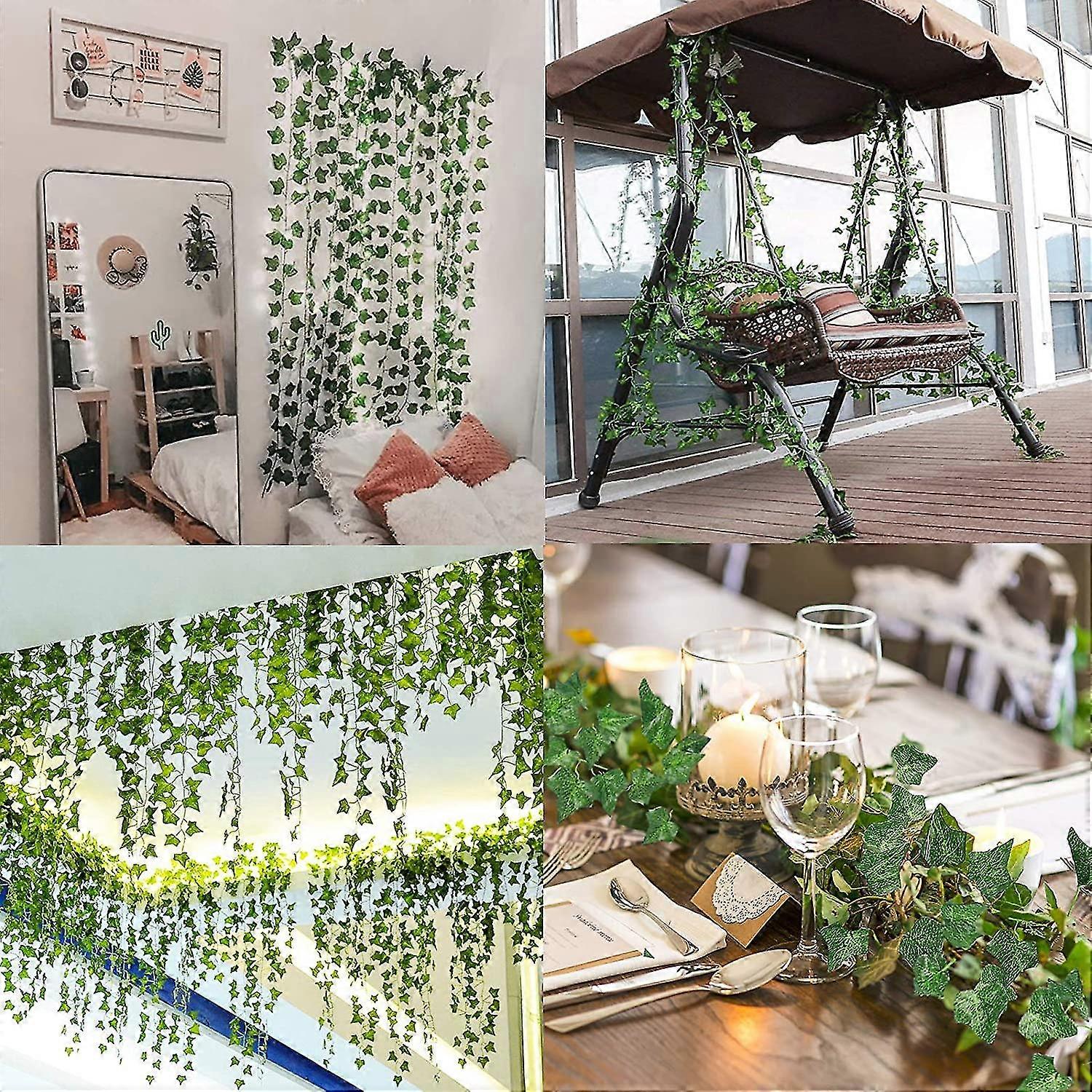 12 Pieces Of Fake Ivy Fake Rattan, Silk Ivy Garland Green Plant Artificial Green Hanging Plant ...