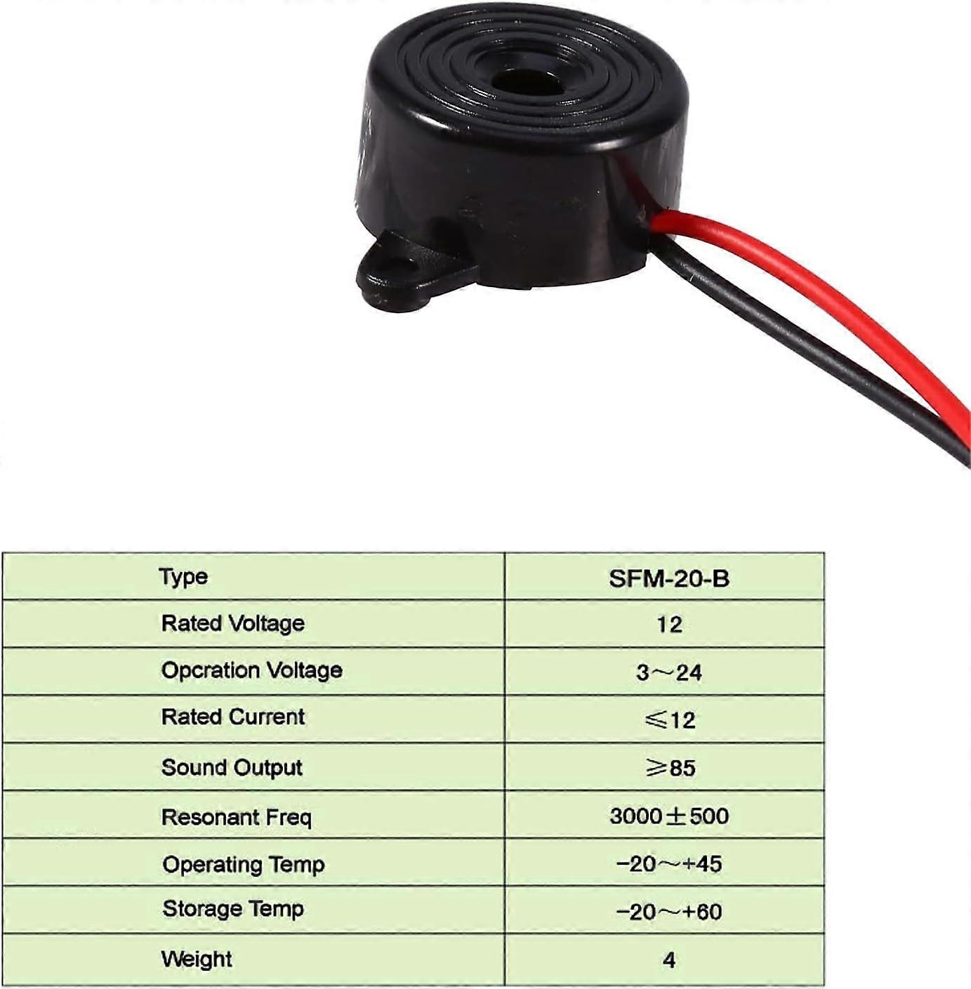 Dc 3V-24V Piezoelectric Alarm Buzzers With 100Mm Cable | Fruugo UK
