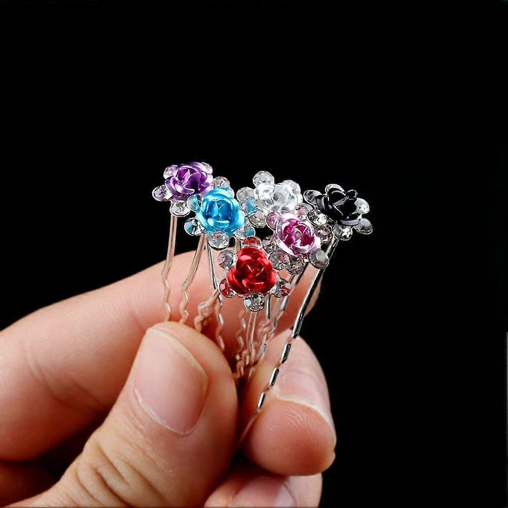 Rose U-shaped Clip Women's Crystal Rose Flower Hair Clip Headdress ...