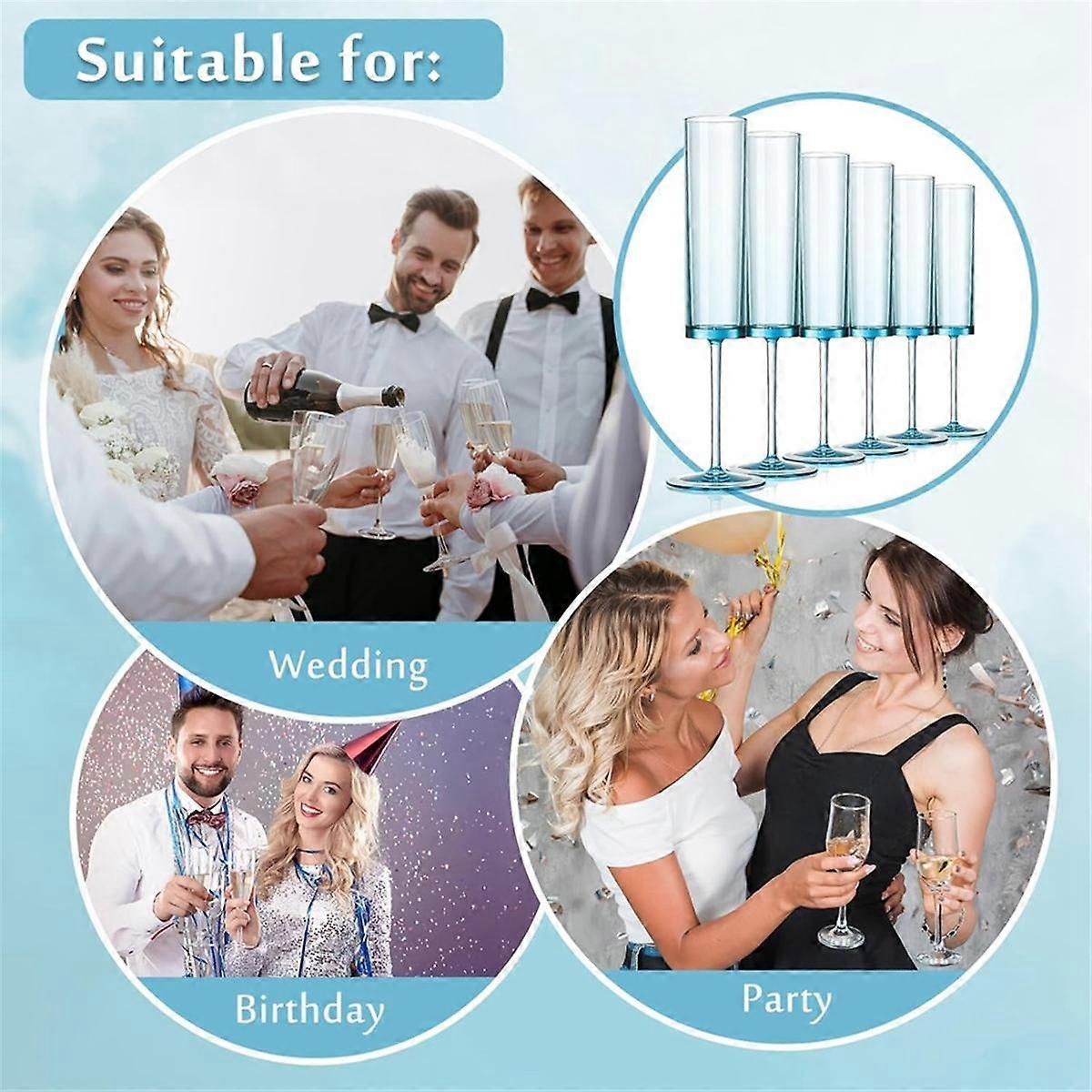 Champagne Flutes 6 OZ Square Champagne Glasses Stemmed Coupes Reusable ...