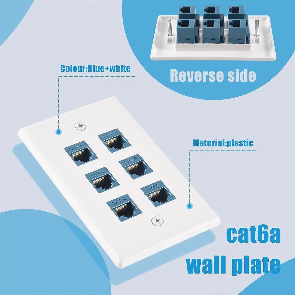 Cat 6 Ethernet Wall Plate 6 Port,Ethernet Wall Plate Female-Female ...