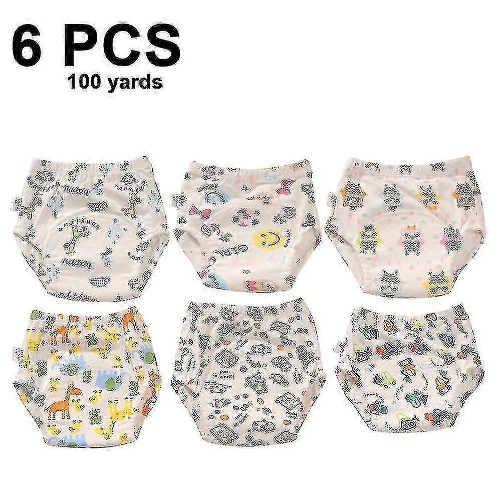 6 Pack Unisex Cotton Reusable Potty Training Waterproof Training Pants ...