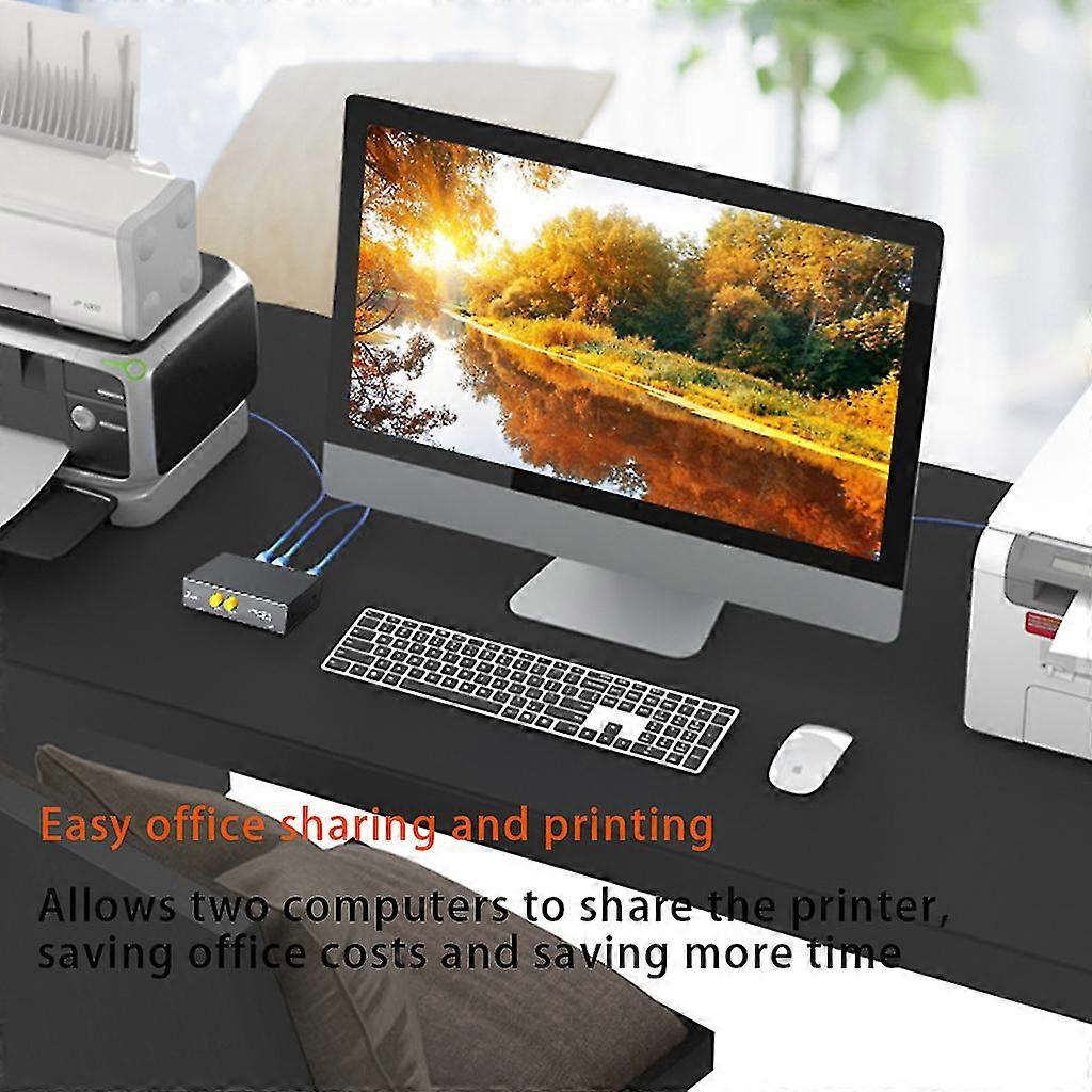 2 In 1 Out Usb Print Sharer, 2 Usb 2.0 Ports Splitter Printer Adapter ...