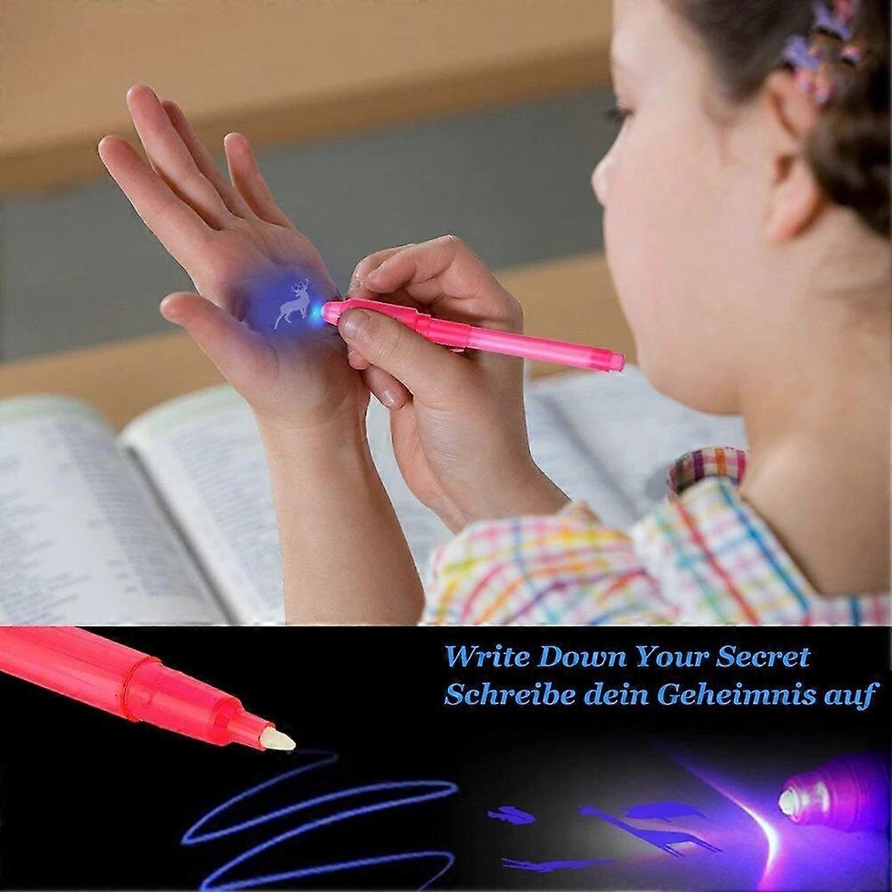 Invisible Ink Pen With Magic UV Light Pencil for Money Fluorescent Secret Message Writing ...