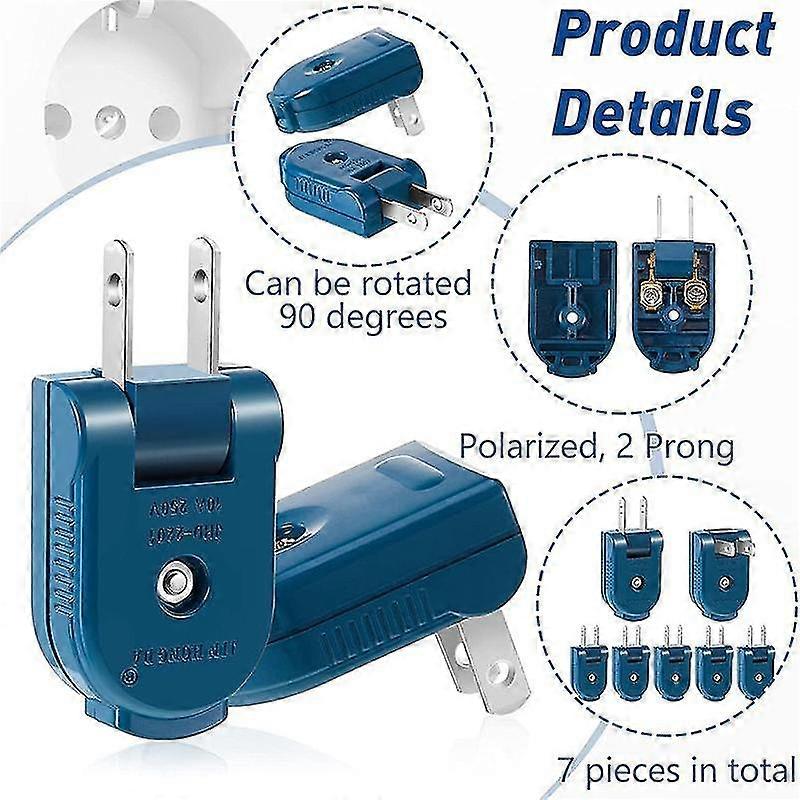 7 PCS Extension Cord Plug Replacement 2 , Polarized,Electric Plug ...