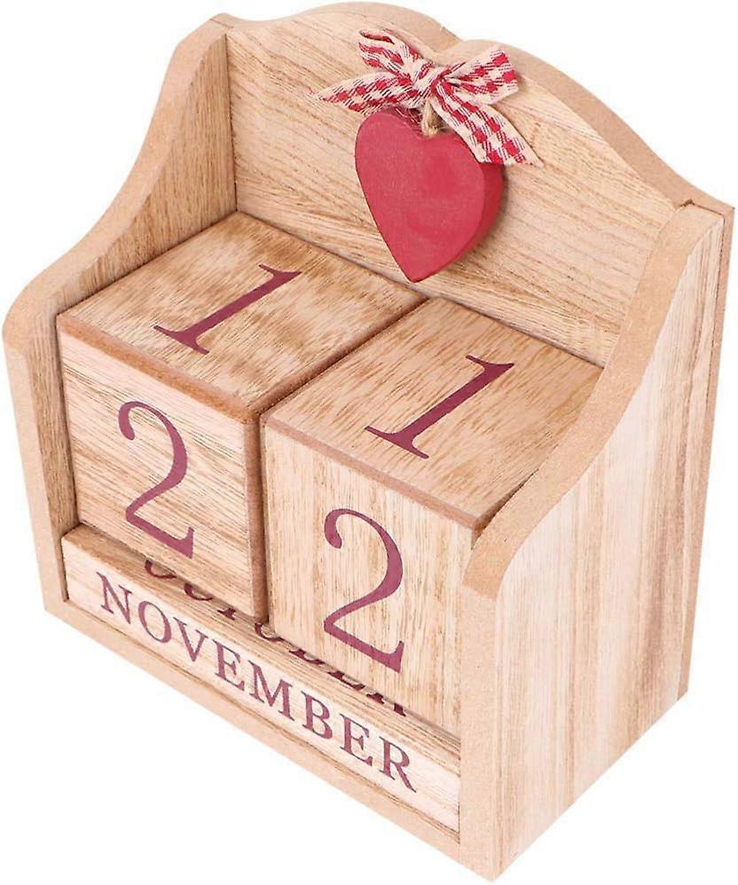Wooden Perpetual Calendar with Days Wooden Calendar Blocks Desktop ...
