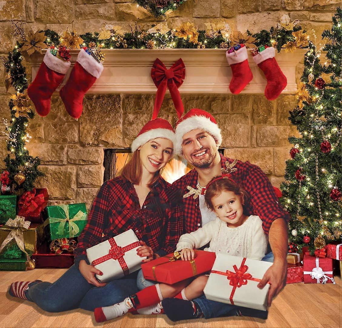 7x5FT Merry Christmas Backdrop Tree Sock Gift Family Party Decorations Backdrops Happy New Year ...