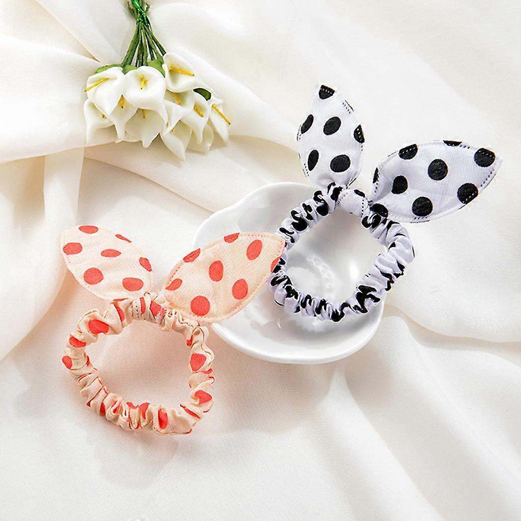 Hair Scrunchies Rabbit Bunny Ears Polka Dot Bowknot Scrunchy Bobbles ...