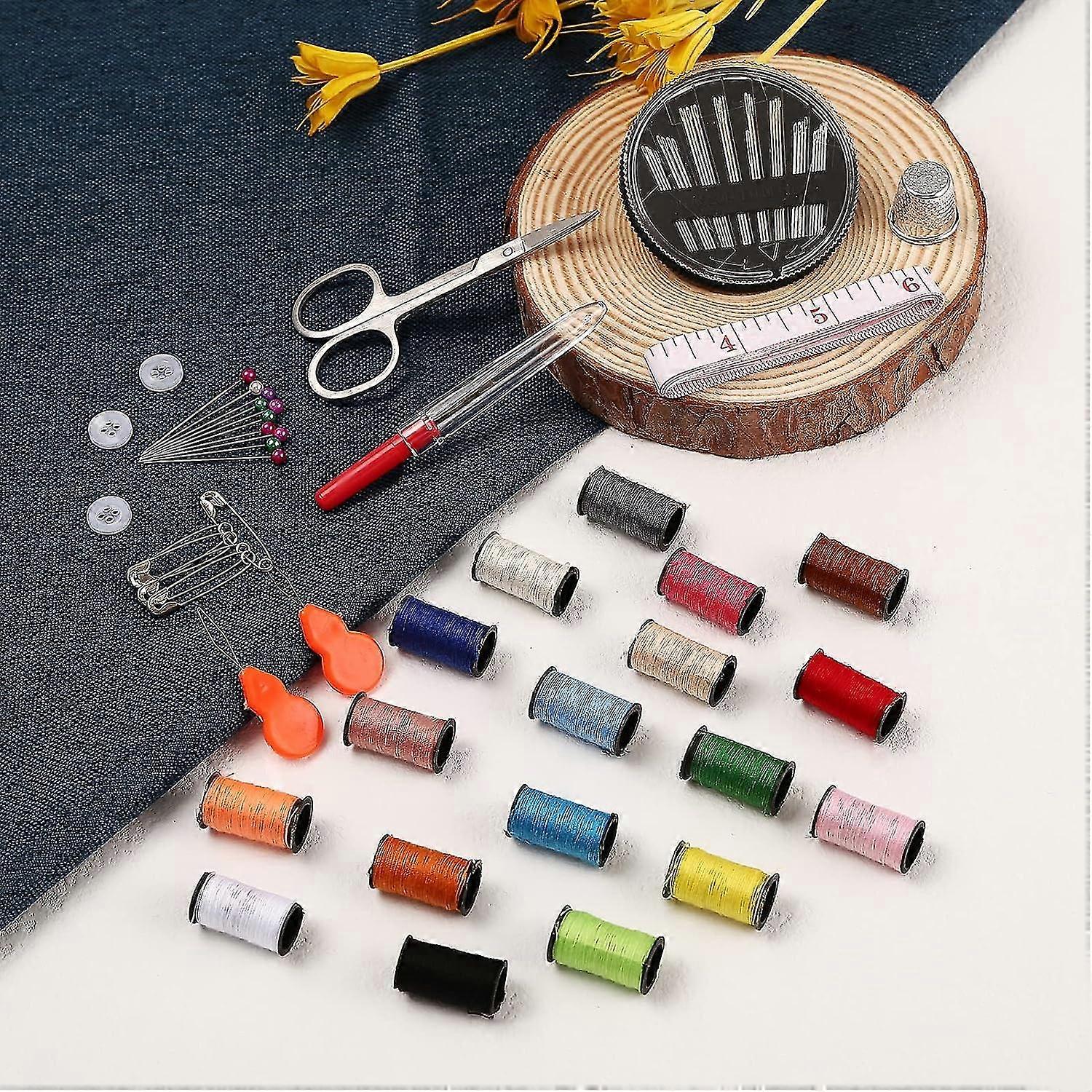 Travel Sewing Kit with over 70 DIY advanced sewing supplies, featuring ...